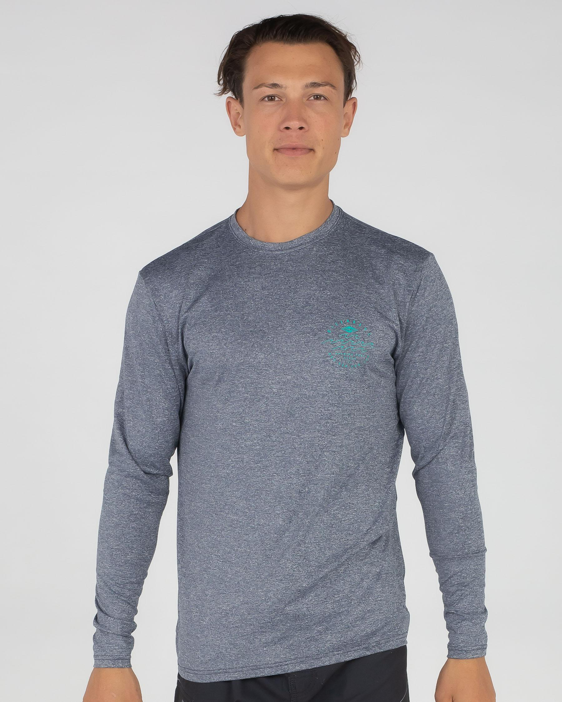 Shop Billabong Wavy Davy Long Sleeve Rash Vest In Navy Heather - Fast ...