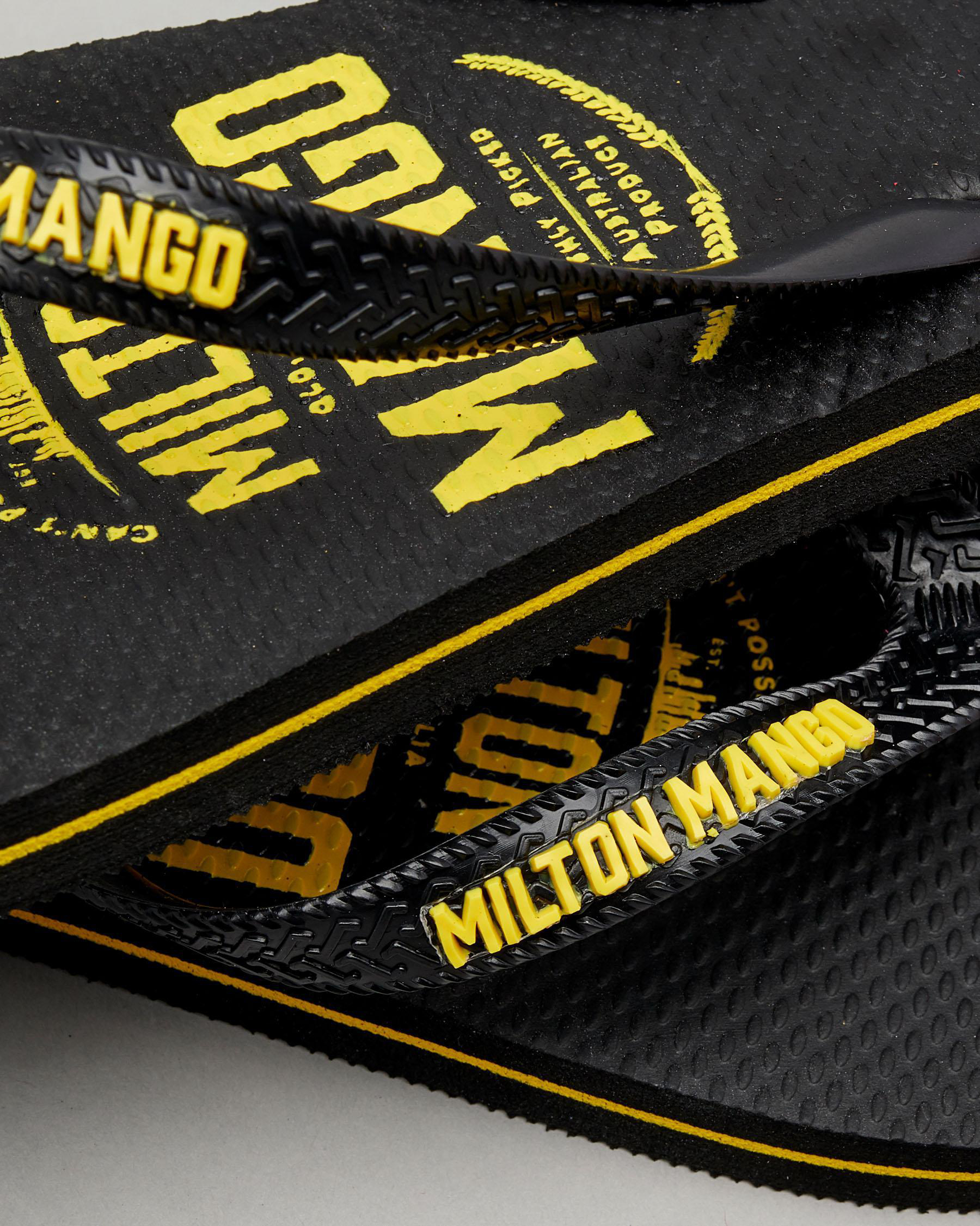 Shop Milton Mango Milton Mango Caxton Thongs In Mango Black - Fast ...