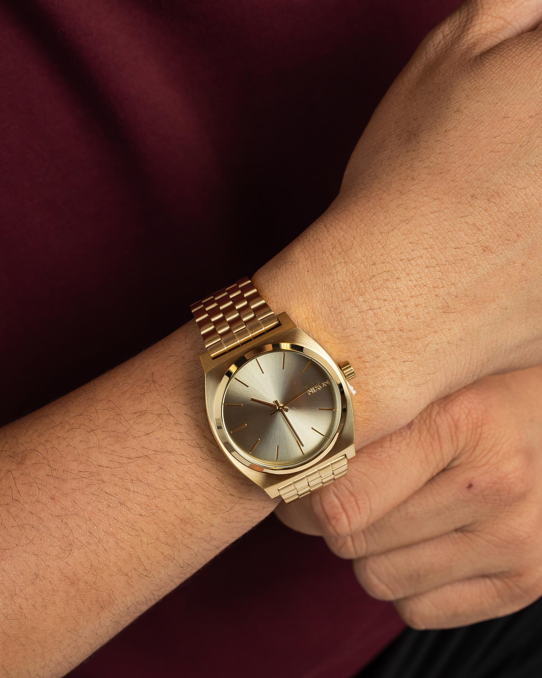 Shop Nixon Time Teller Watch In Light Gold / Vintage White - Fast ...