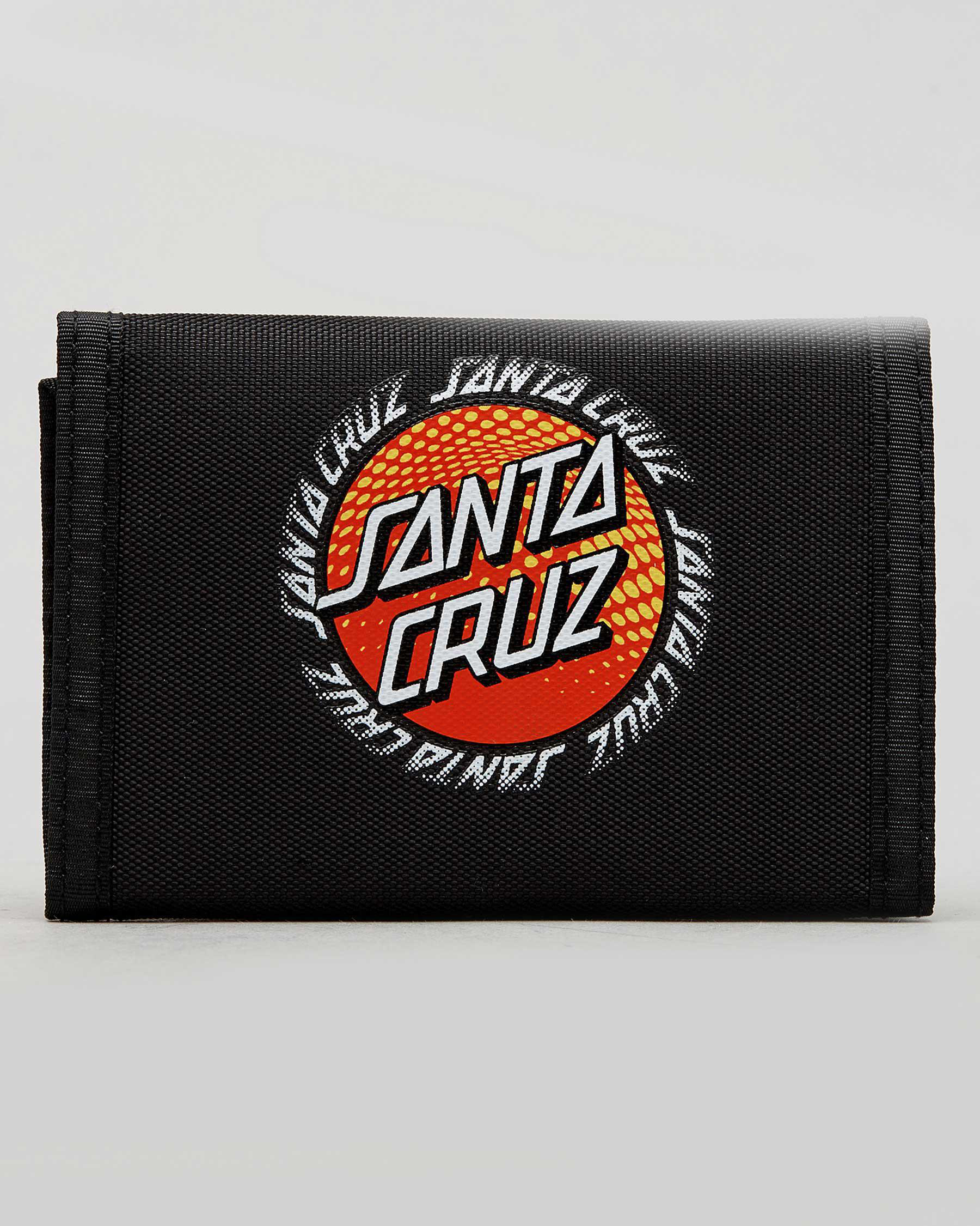 Shop Santa Cruz Hlftone Ringed Dot Velcro Wallet In Black - Fast ...