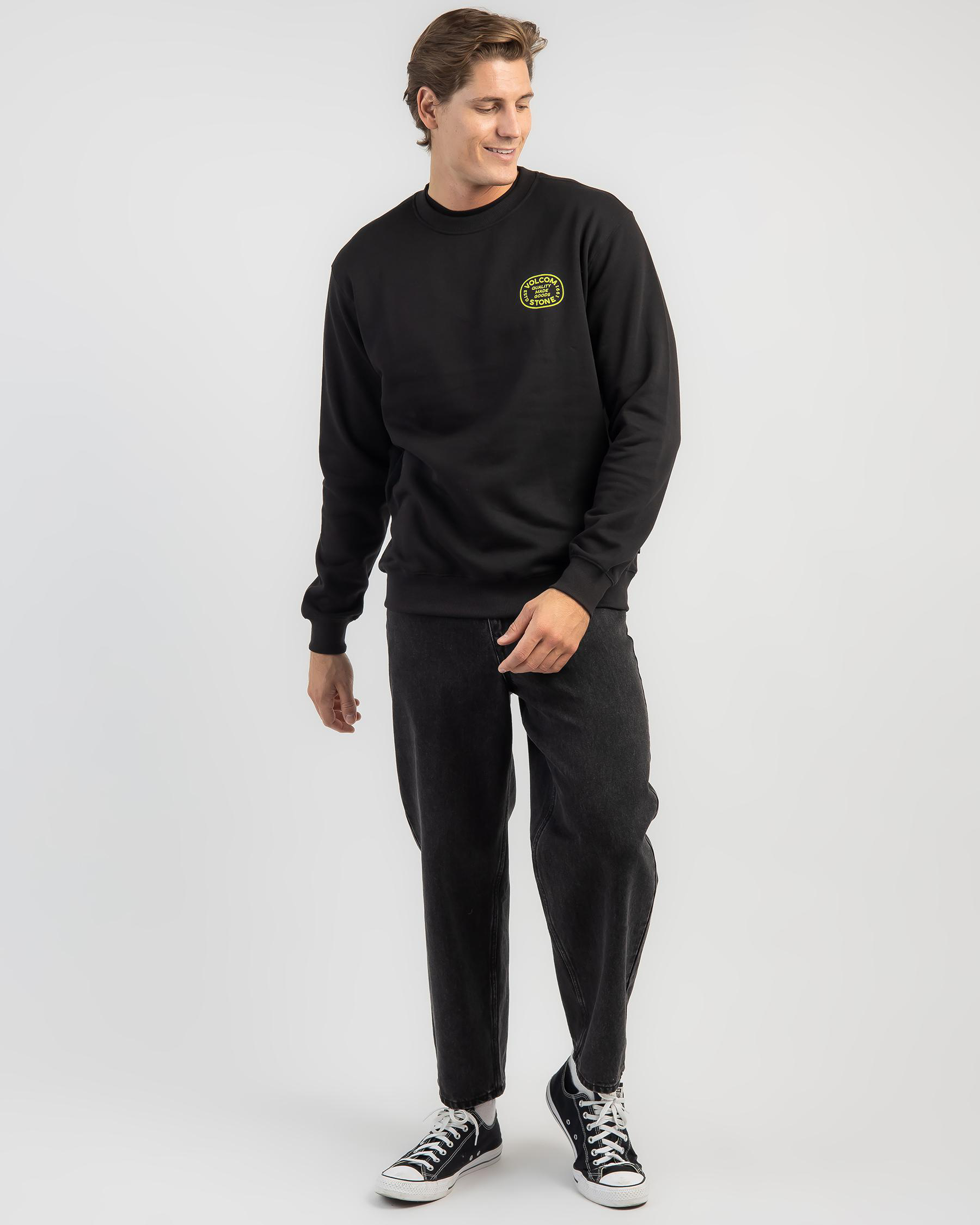Shop Volcom Produce Crew Neck Sweat Shirt In Black - Fast Shipping ...