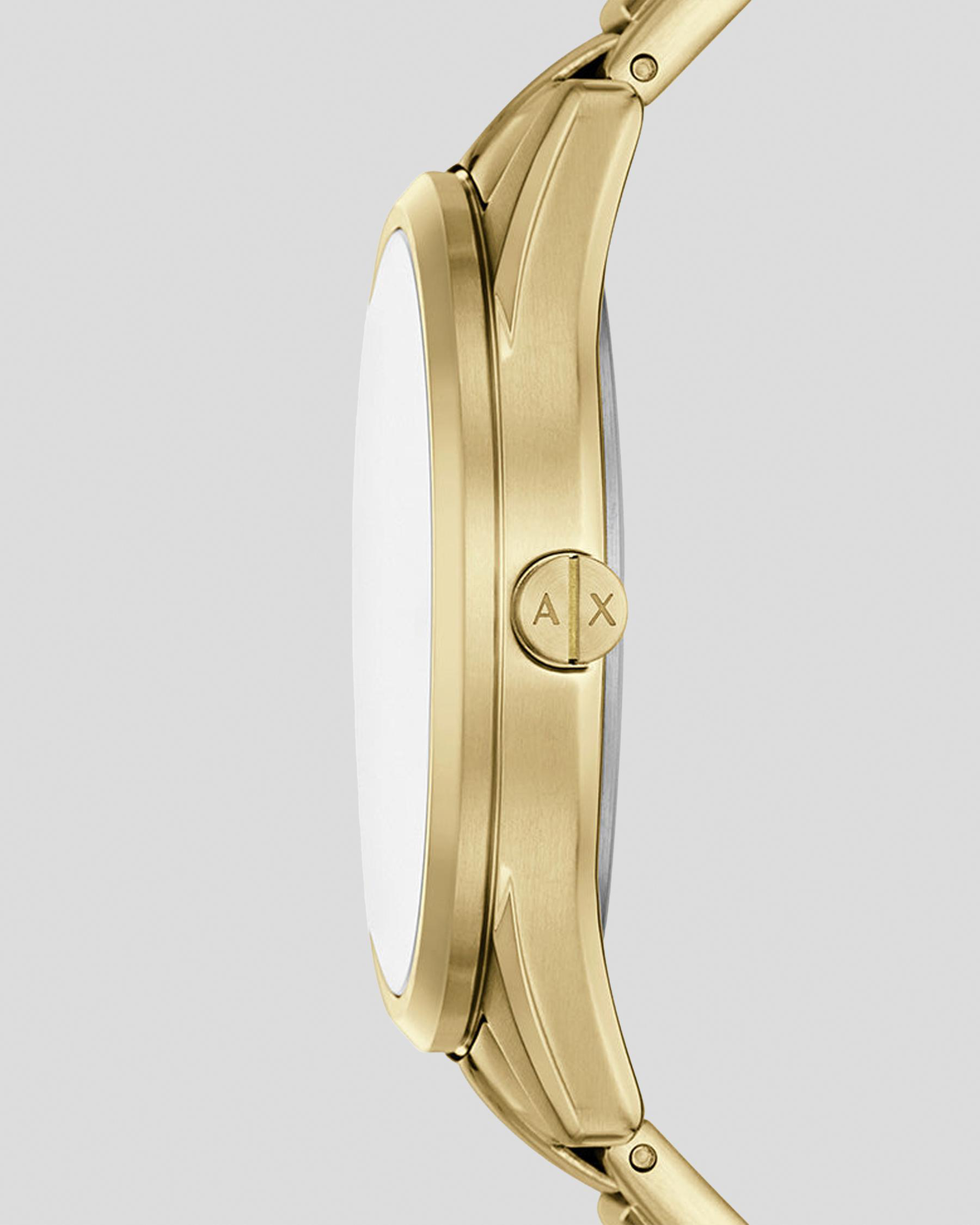 Shop Armani Exchange Dante Watch In Silver / Gold / Black - Fast ...