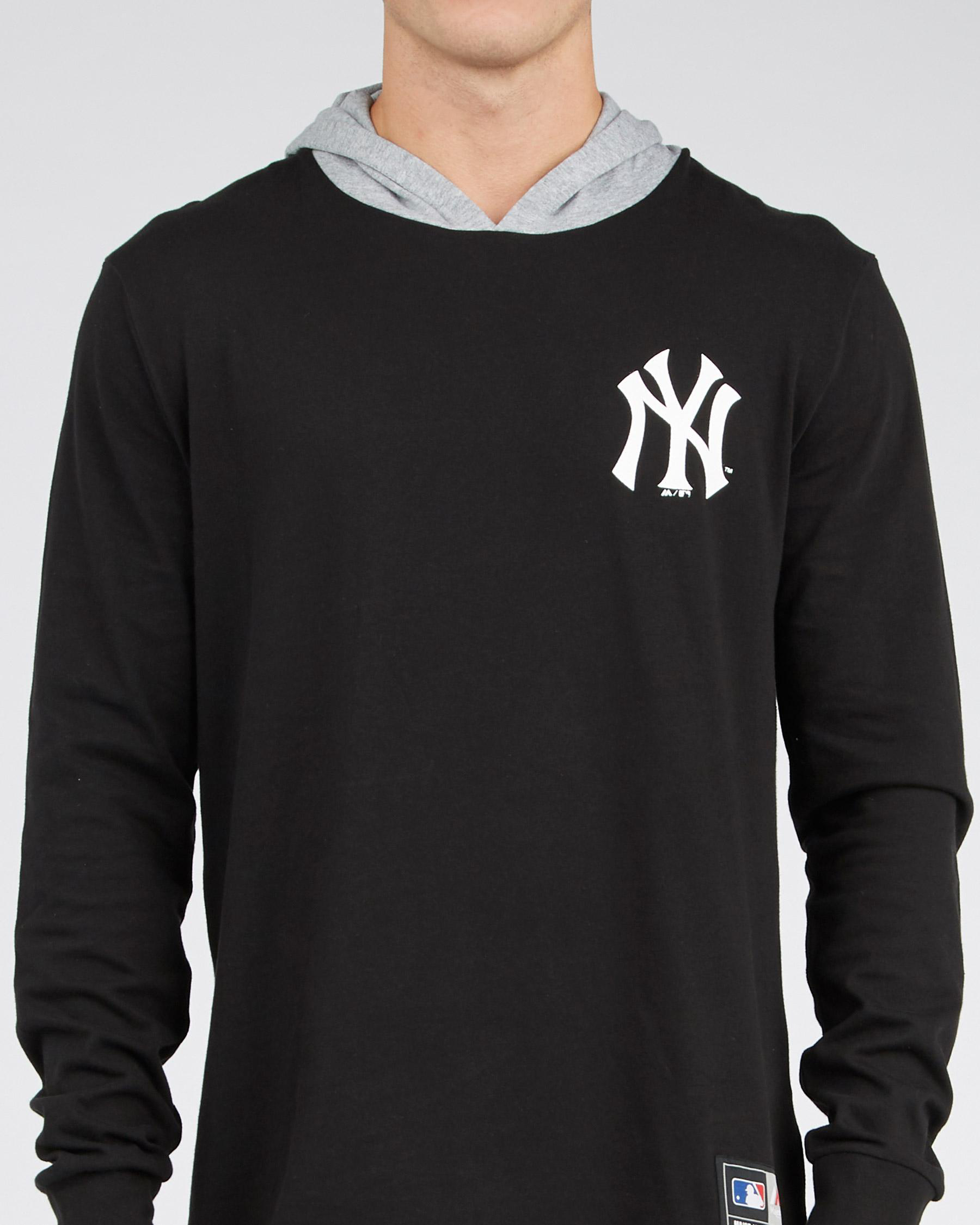 Shop Majestic Upper Hooded Long Sleeve T-Shirt In Black - Fast Shipping ...