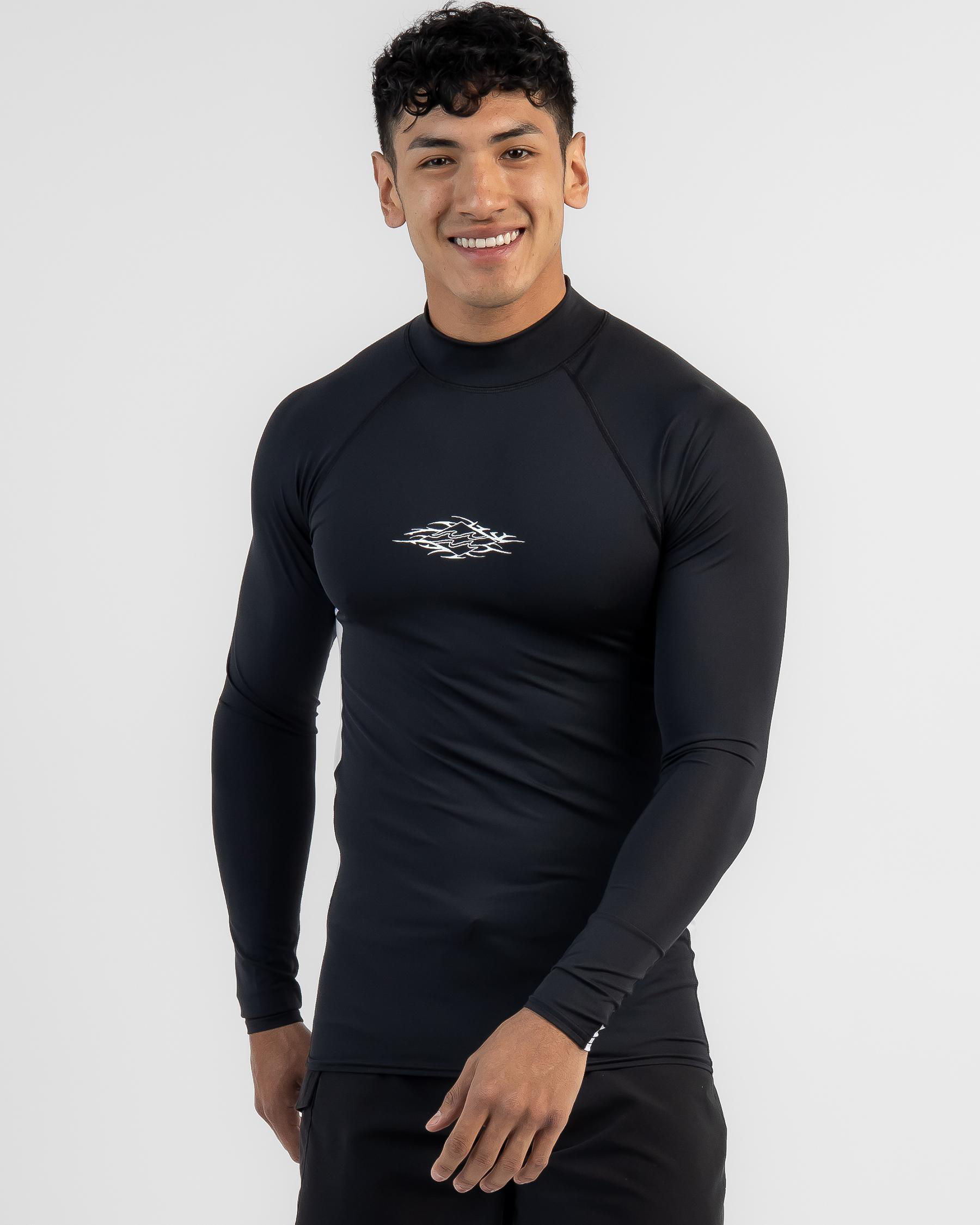 Shop Billabong Jimmy Contrast Rash Vest In Black White - Fast Shipping ...