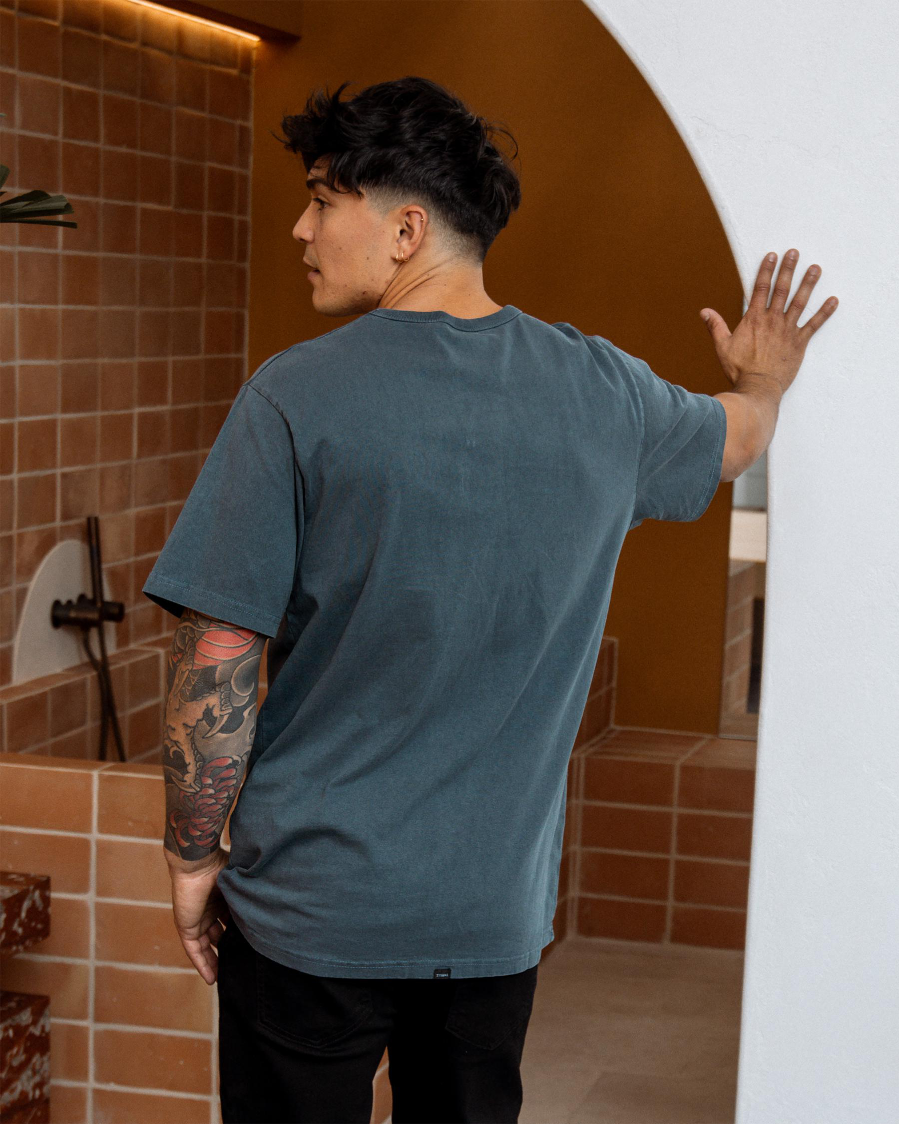 Shop Thrills Workwear Embroided Merch Fit T-Shirt In Light Petrol ...