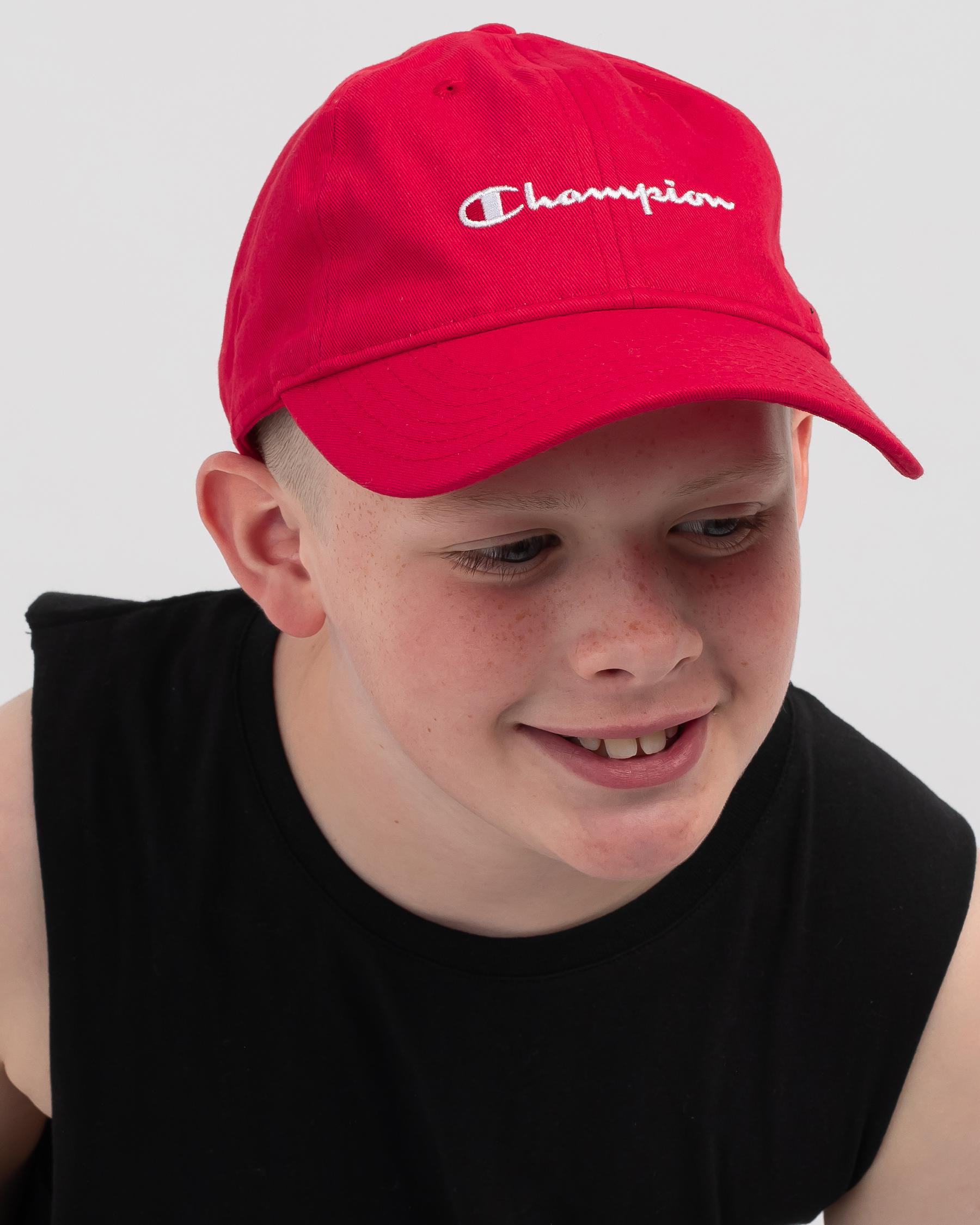 Shop Champion Juniors Script Cap In Team Red Scarlet - Fast Shipping ...
