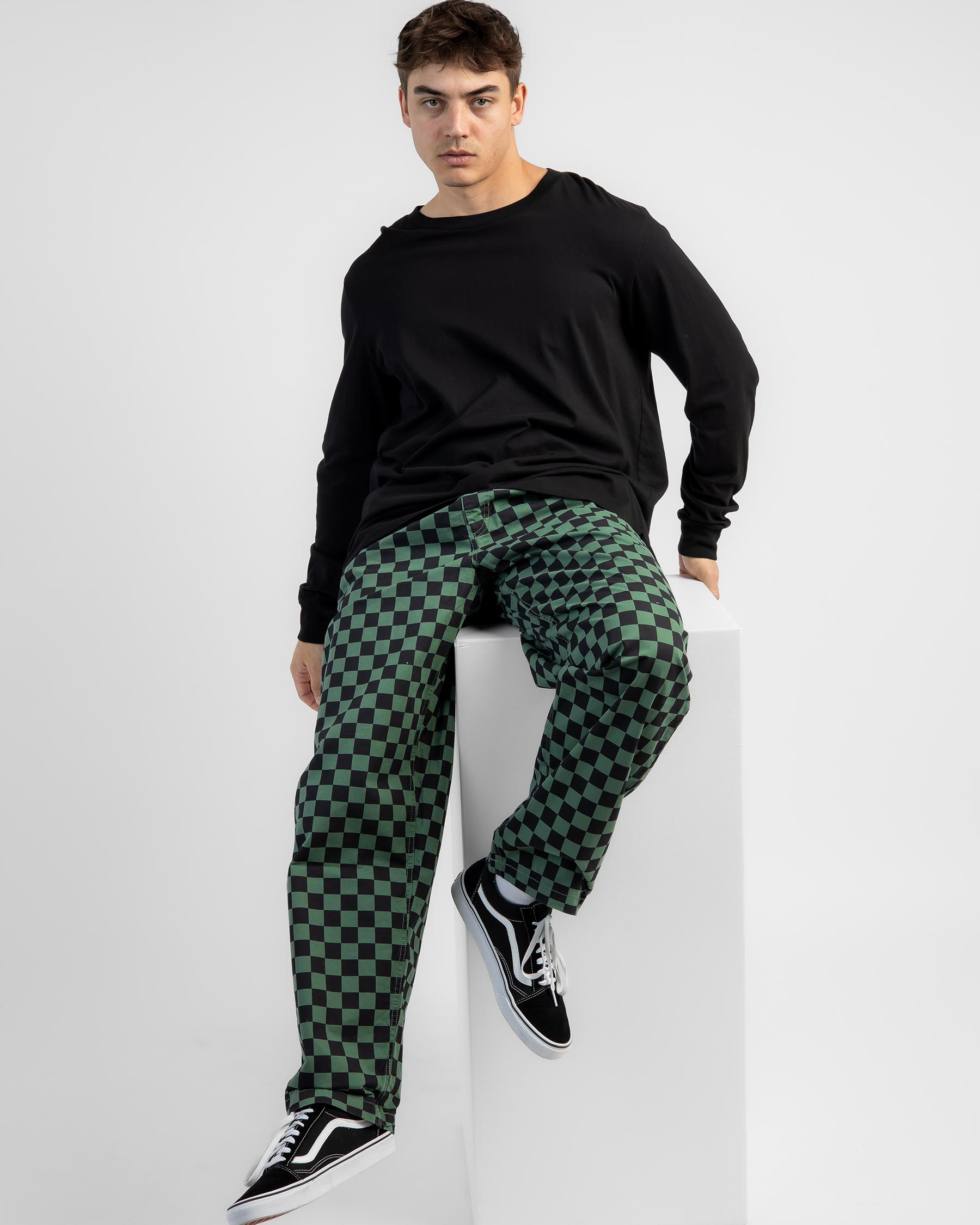 Shop Vans Range Baggy Tapered Elastic Waist Pants In Duck Green/black ...