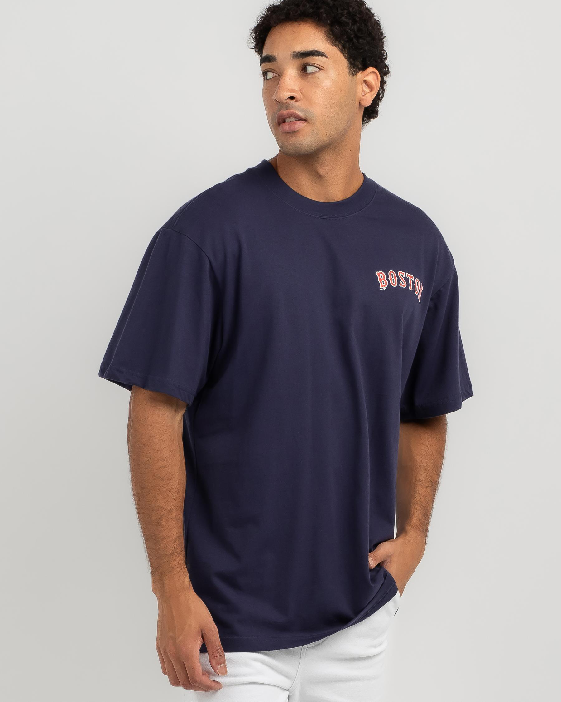 Shop Majestic Boston Red Sox Team Crest T-Shirt In True Navy - Fast ...