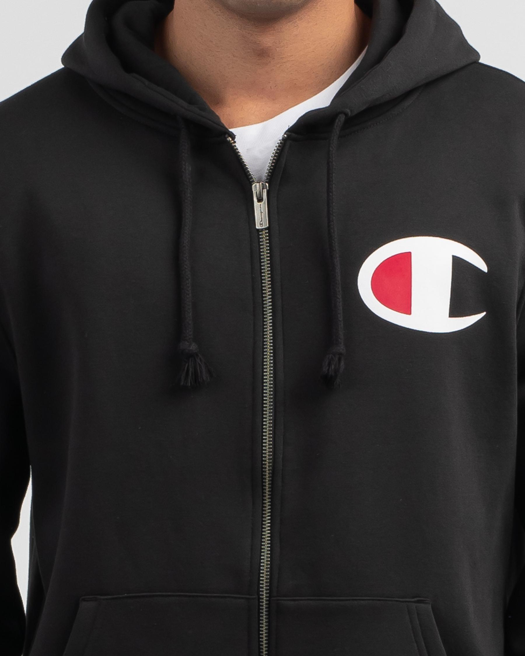 Shop Champion C Logo Hooded Jacket In Black - Fast Shipping & Easy ...