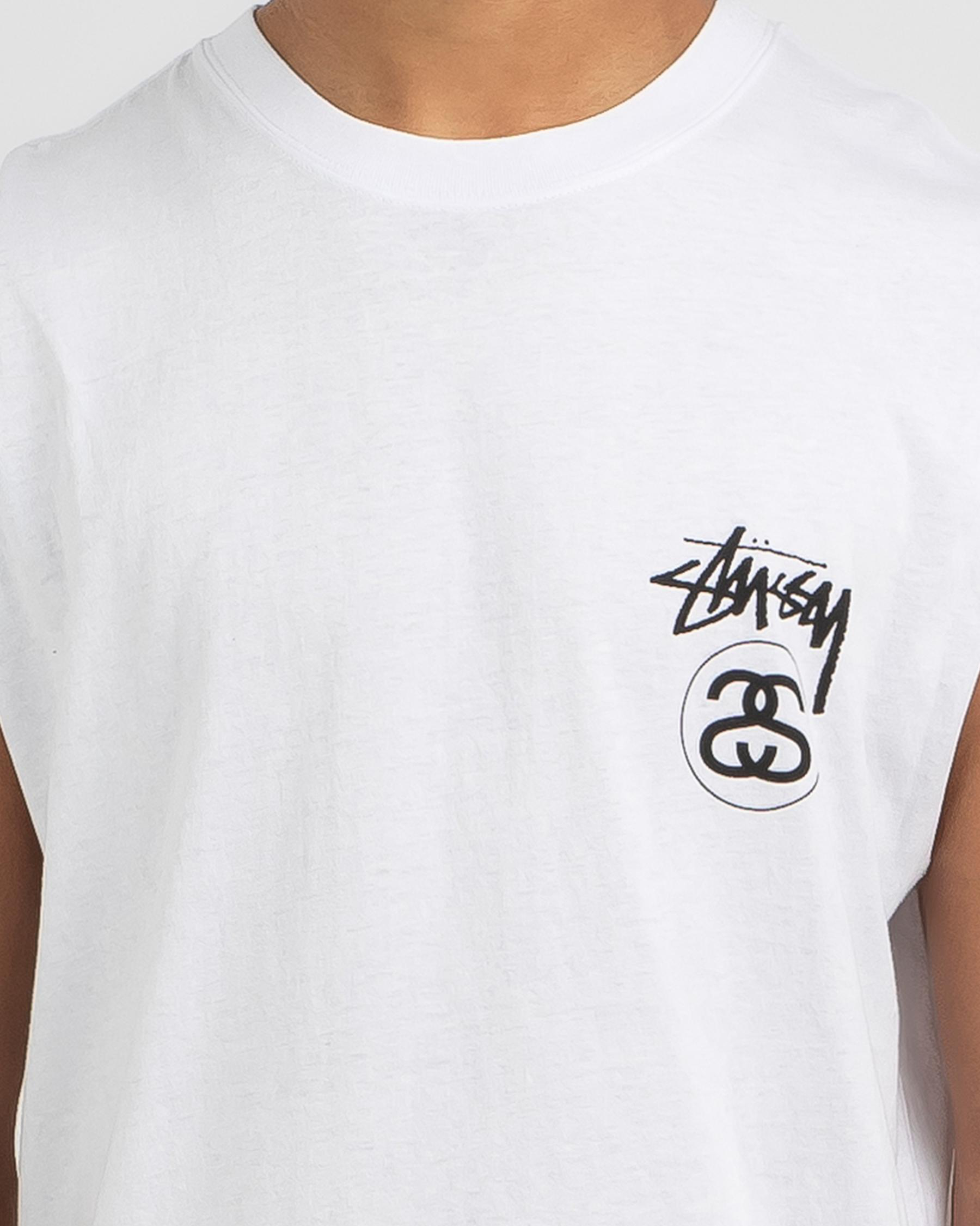 Shop Stussy Solid Stock Link Muscle Tank In White - Fast Shipping ...