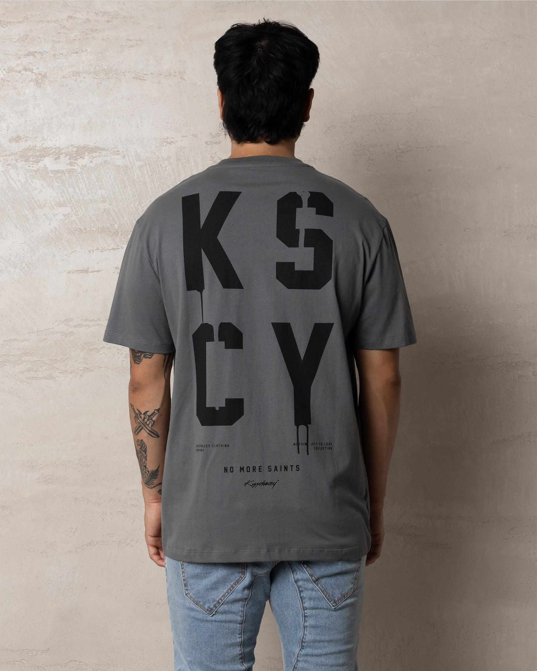 Shop Kiss Chacey No More Saints Relaxed T-Shirt In Charcoal - Fast ...
