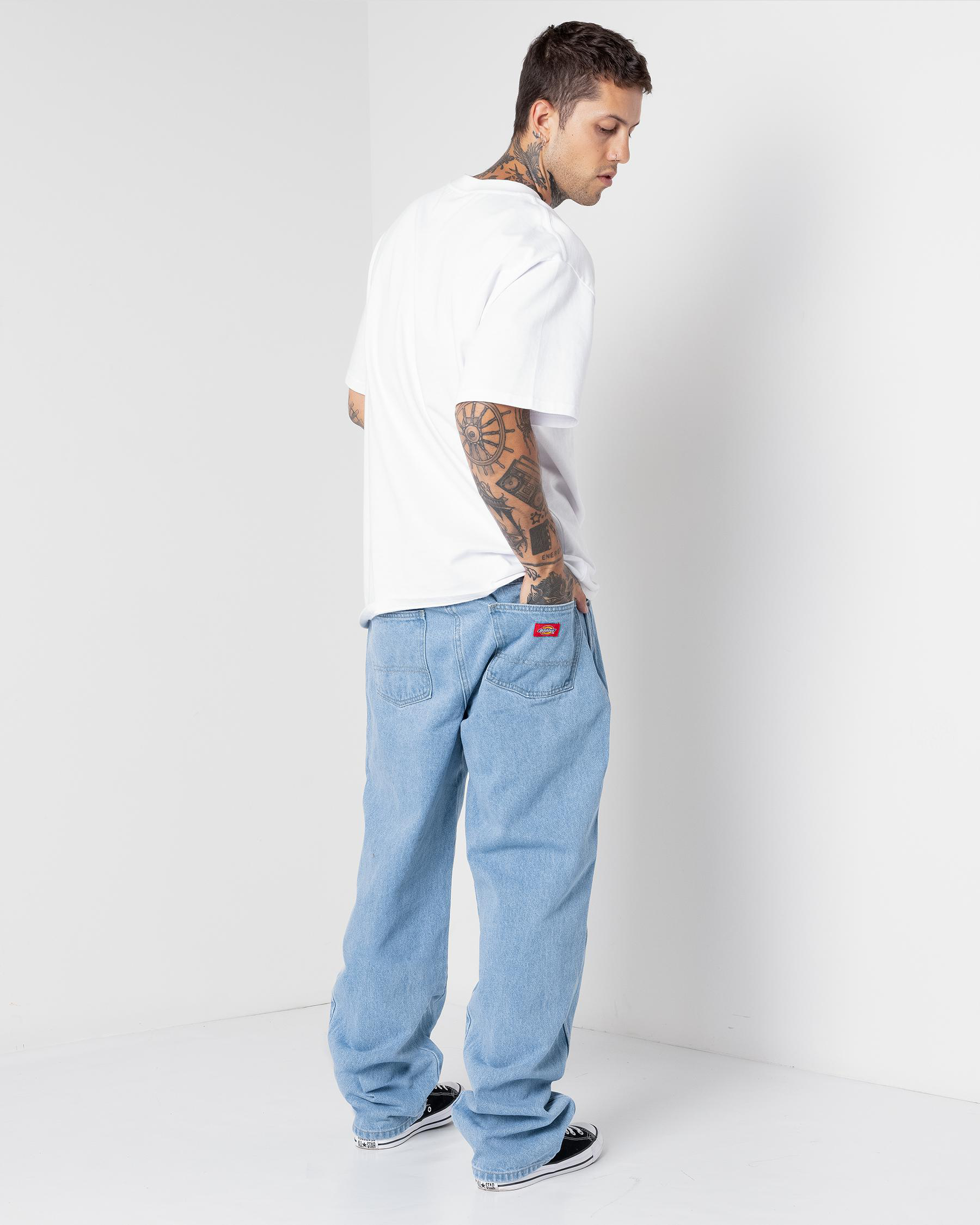 Shop Dickies Relaxed Straight Fit Denim Jeans In Light Indigo - Fast ...