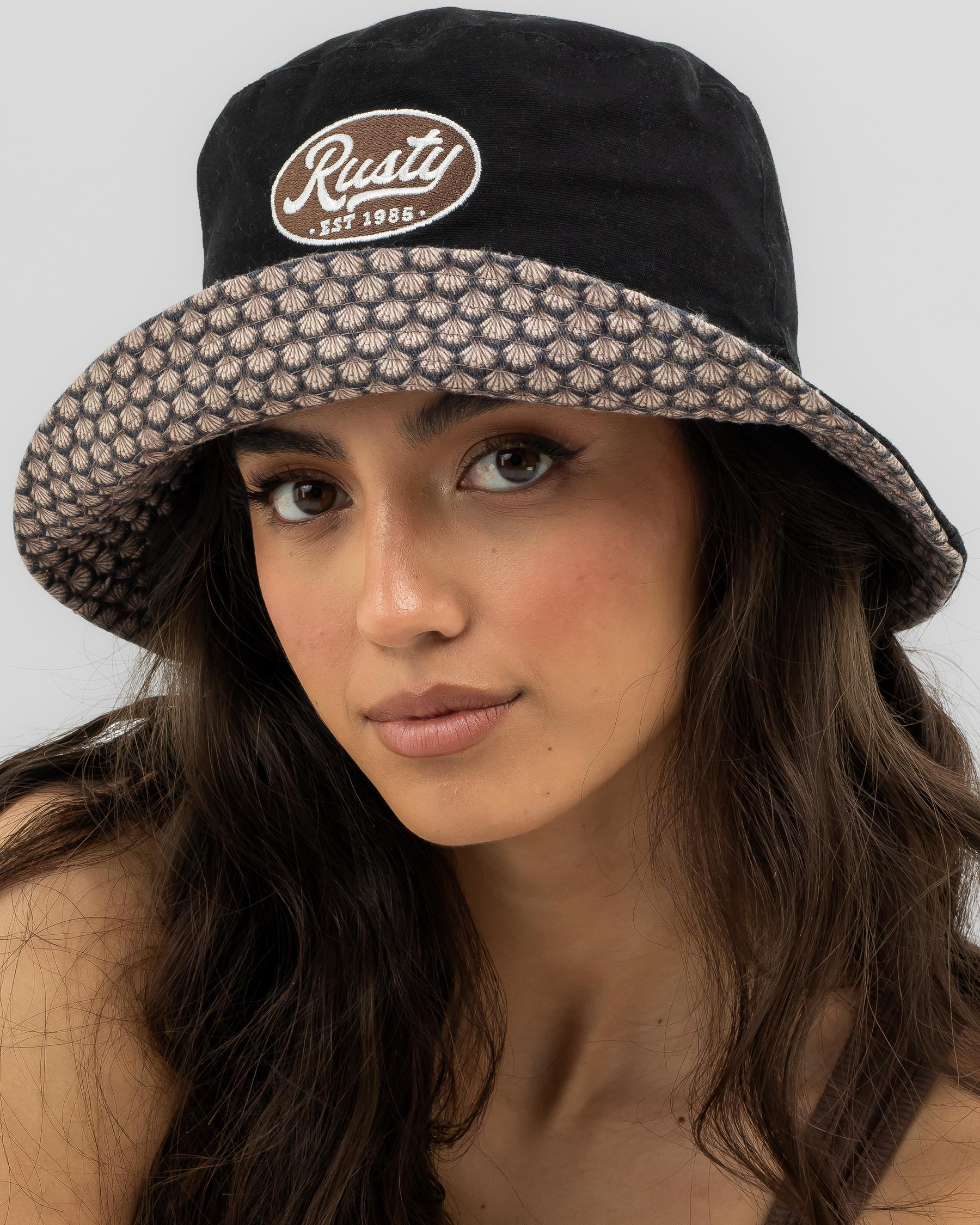Shop Rusty Vacay Time Reversible Bucket Hat In Black - Fast Shipping ...