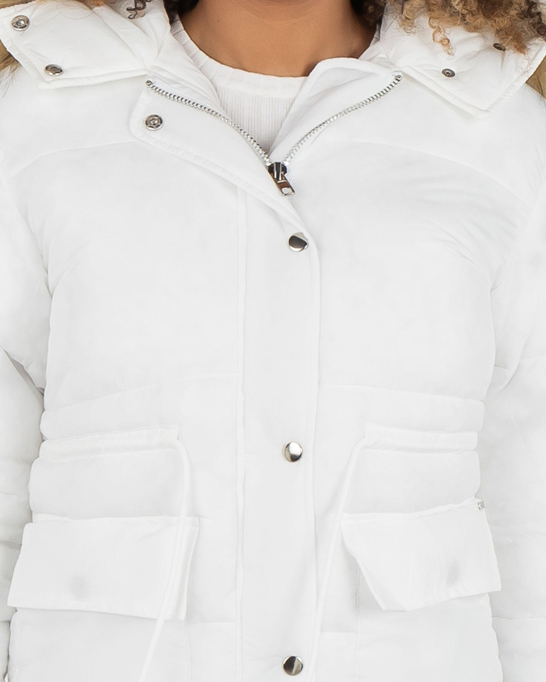 Shop Used Sian Hooded Puffer Jacket In White - Fast Shipping & Easy ...