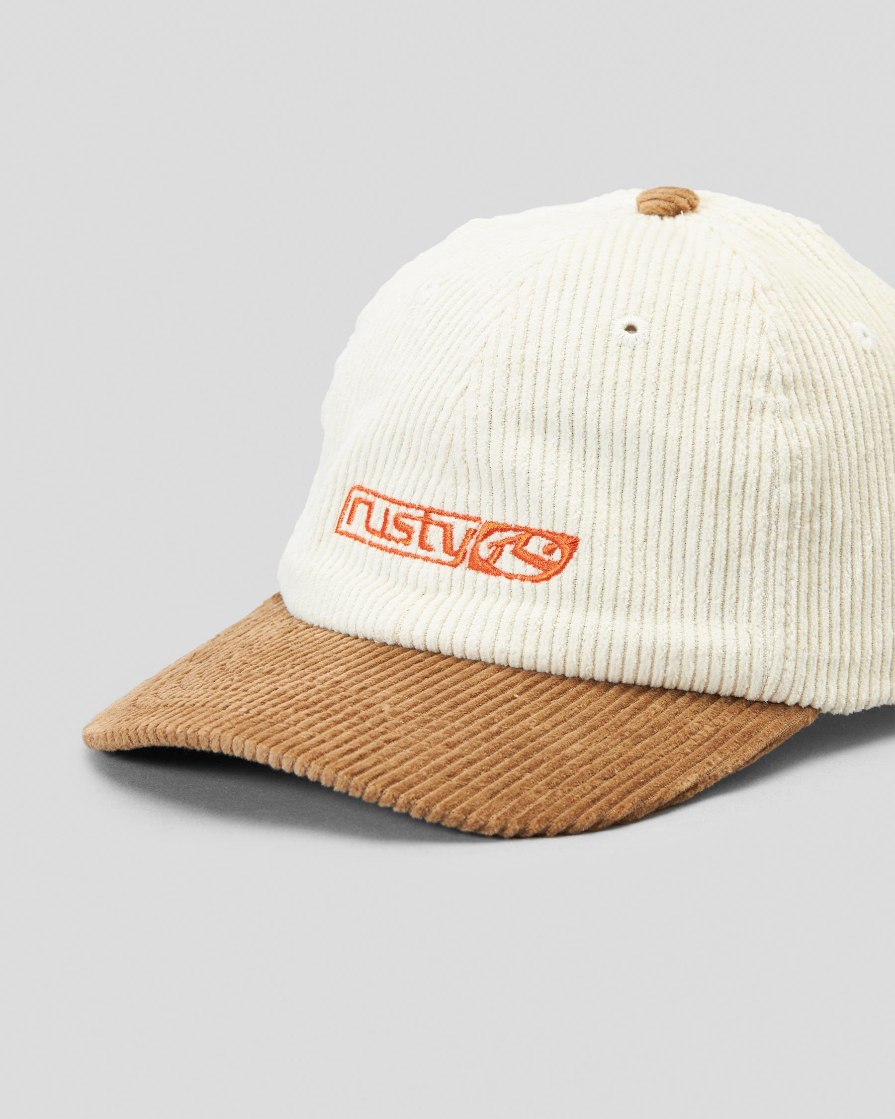 Shop Rusty Demo Cord Six Panel Cap In Khaki - Fast Shipping & Easy ...