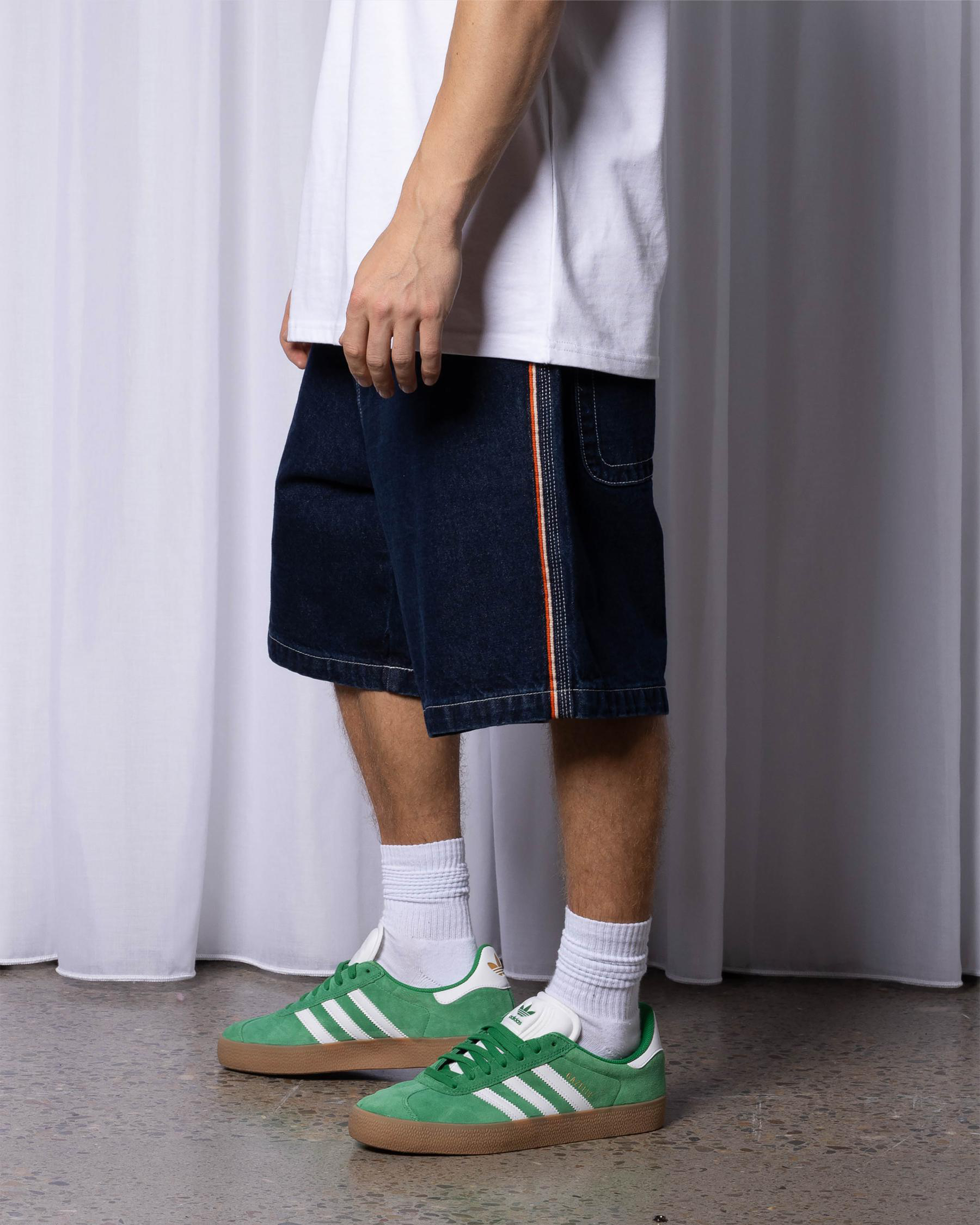 Shop Rusty Flip Daddy 2.0 Jean Shorts In Deep Sea Blue - Fast Shipping ...