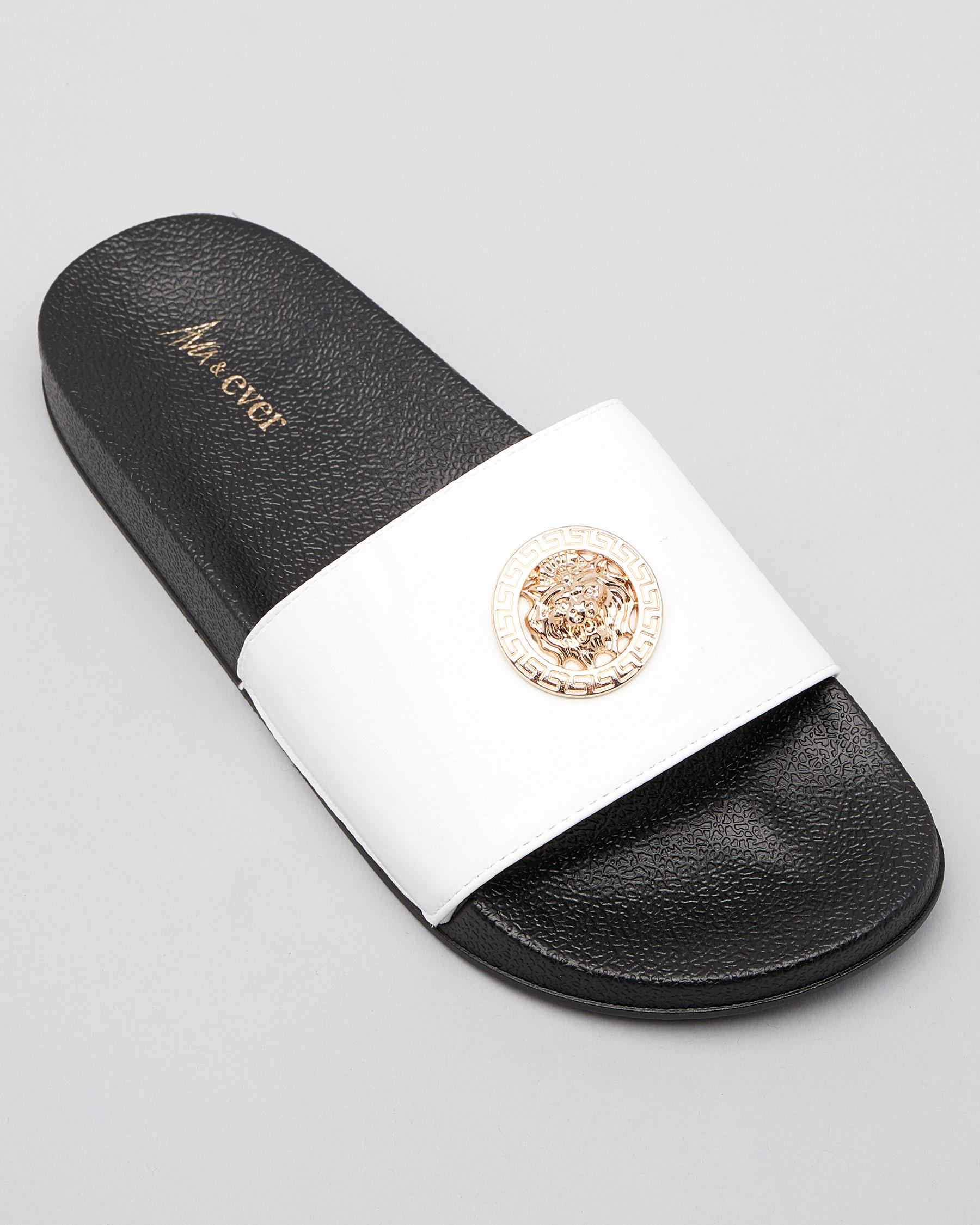 Shop Ava And Ever Girls' Traitor Slide Sandals In White/gold - Fast ...