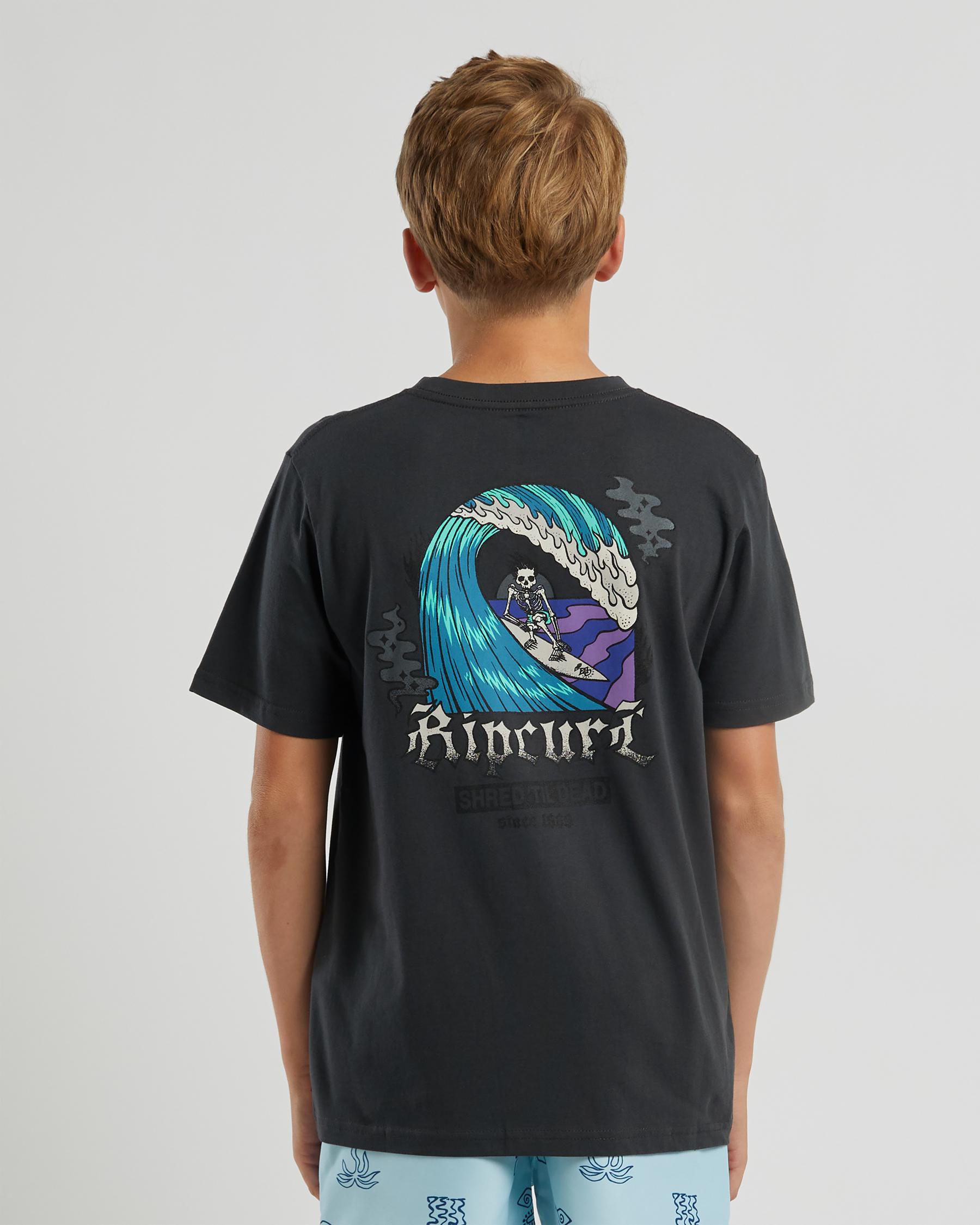 Shop Rip Curl Boys' Shred Til T-Shirt In Washed Black - Fast Shipping ...