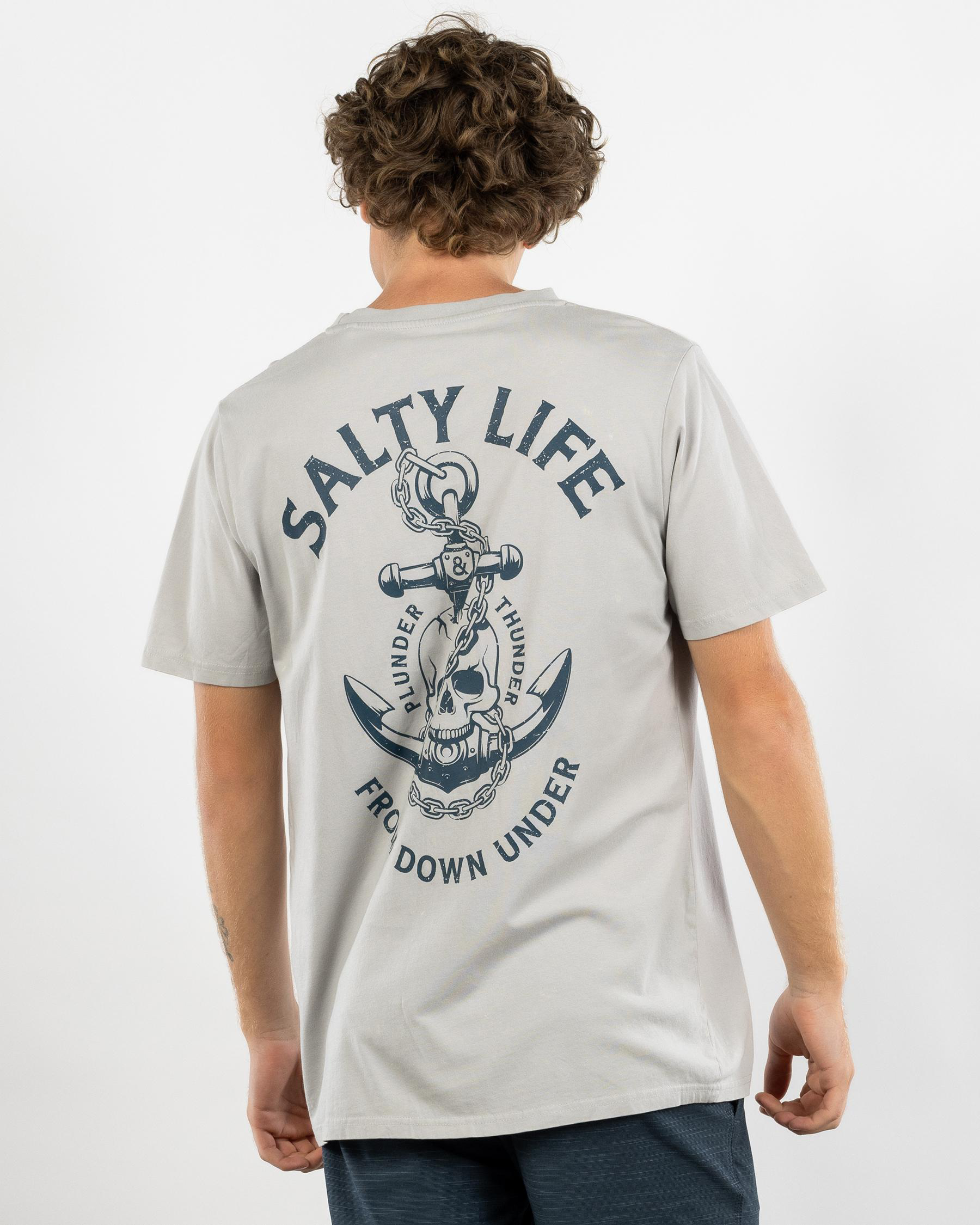 Shop Salty Life Plunder & Thunder T-Shirt In Light Grey Acid - Fast ...
