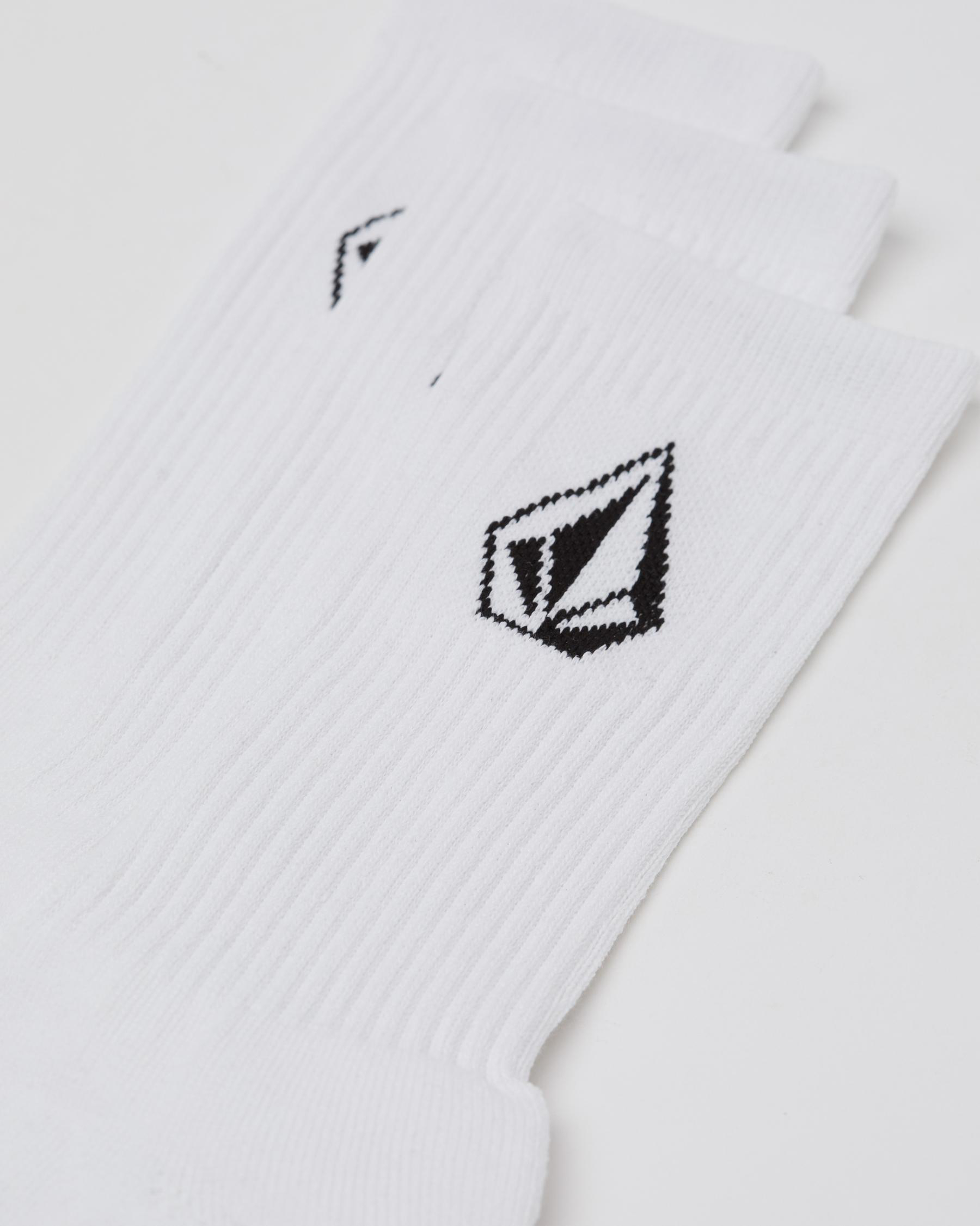 Shop Volcom Full Stone Crew Recycled 3 Pack Socks In White - Fast ...