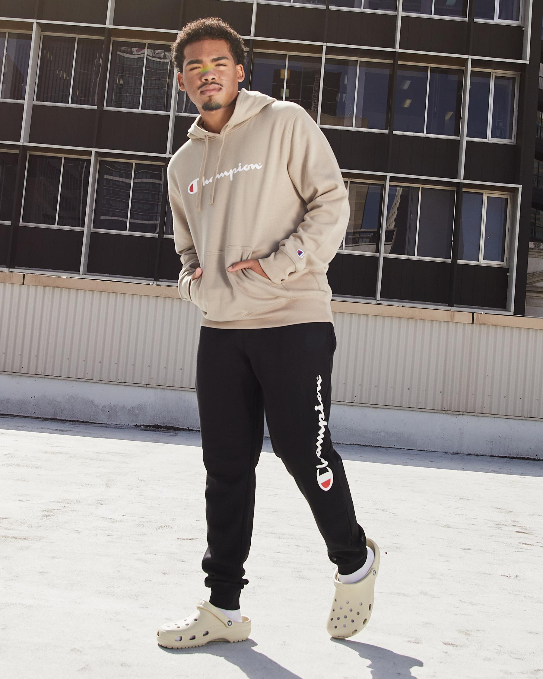 Shop Champion Logo Cuff Track Pants In Black - Fast Shipping & Easy ...