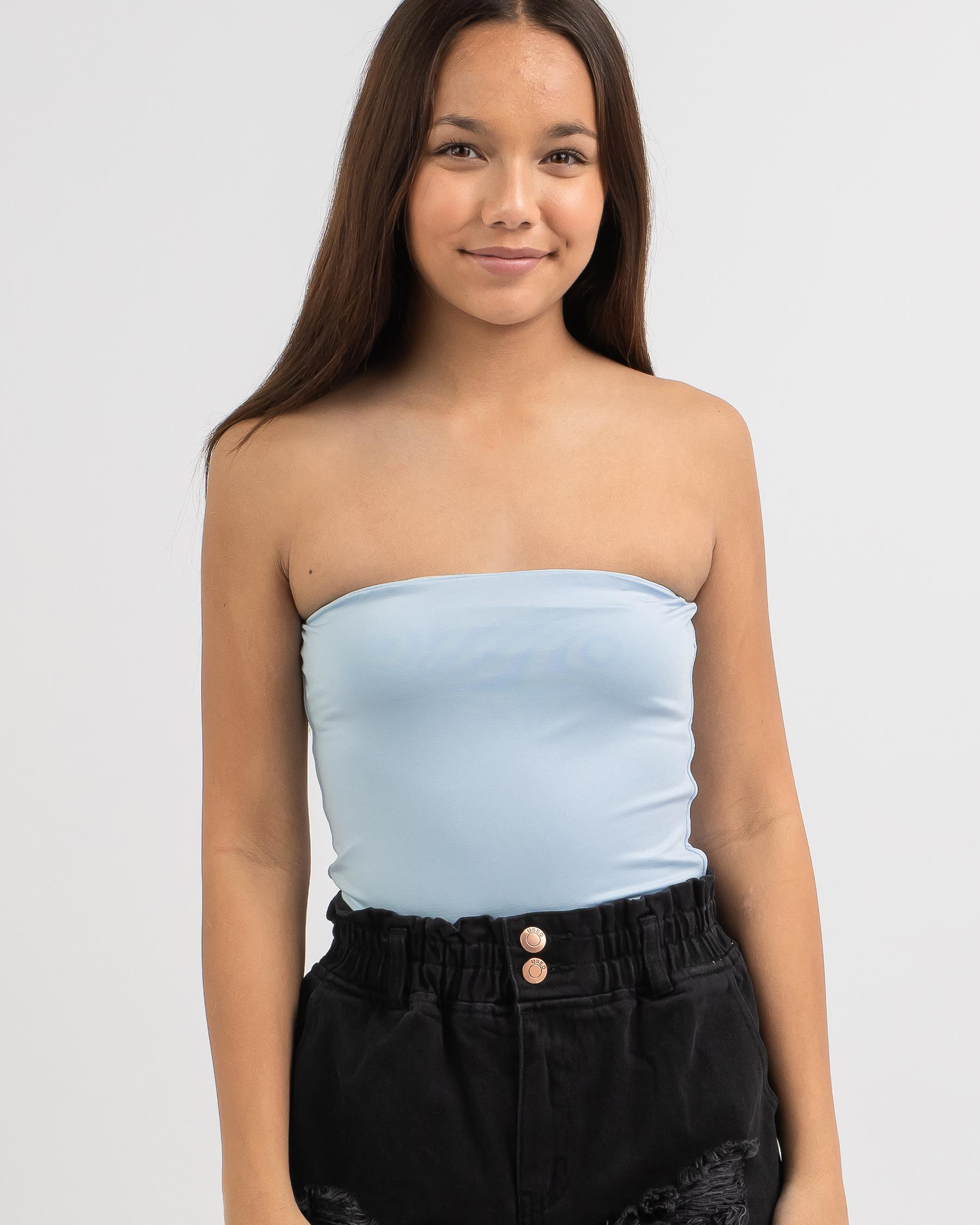 Shop Mooloola Girls' Basic Tube Top In Light Blue - Fast Shipping ...
