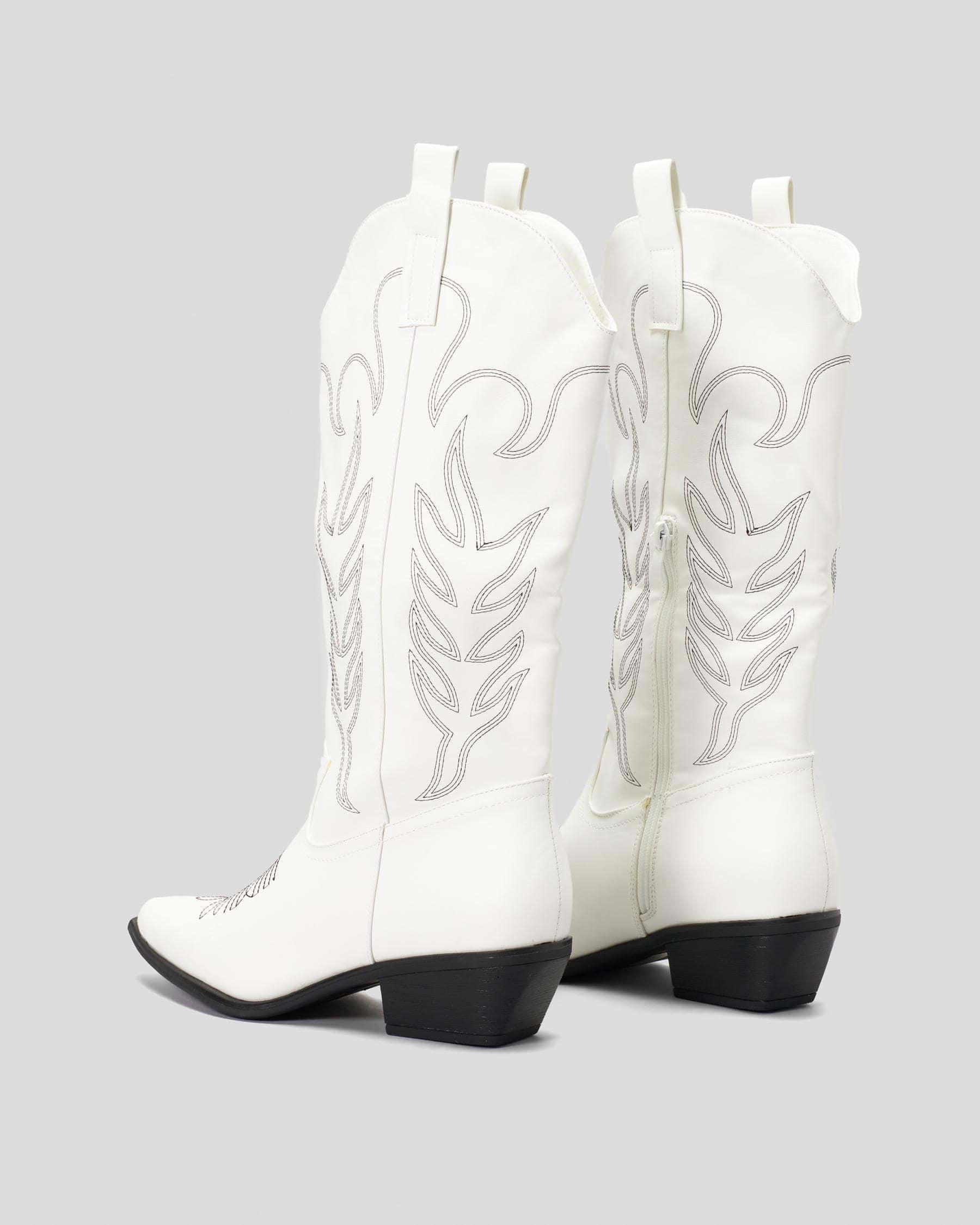Shop Ava And Ever Dusty Boots In White/black - Fast Shipping & Easy ...