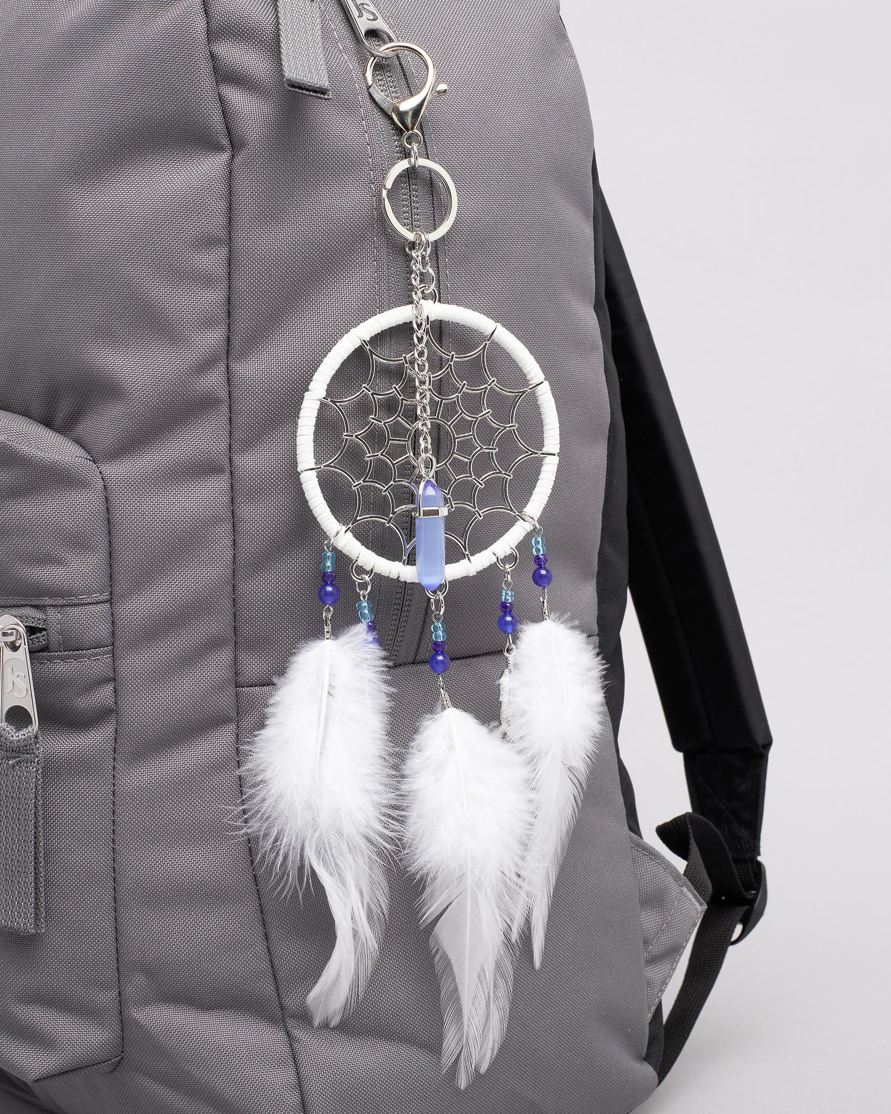 Shop Karyn In LA Hattie Large Bag Charm In White/blue/shiny Silver ...