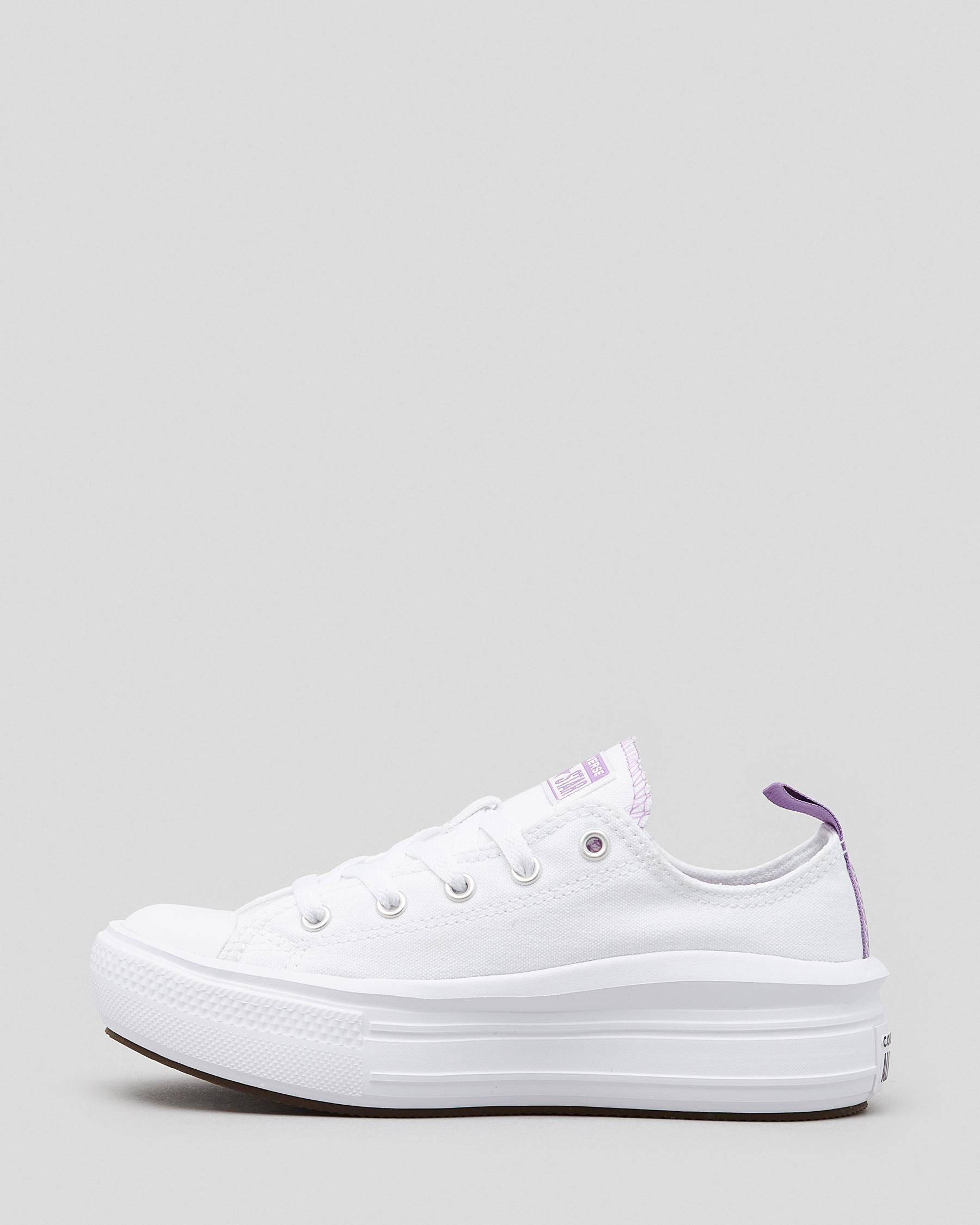 Shop Converse Girls' Chuck Taylor All Star Move Shoes In White/pixel ...