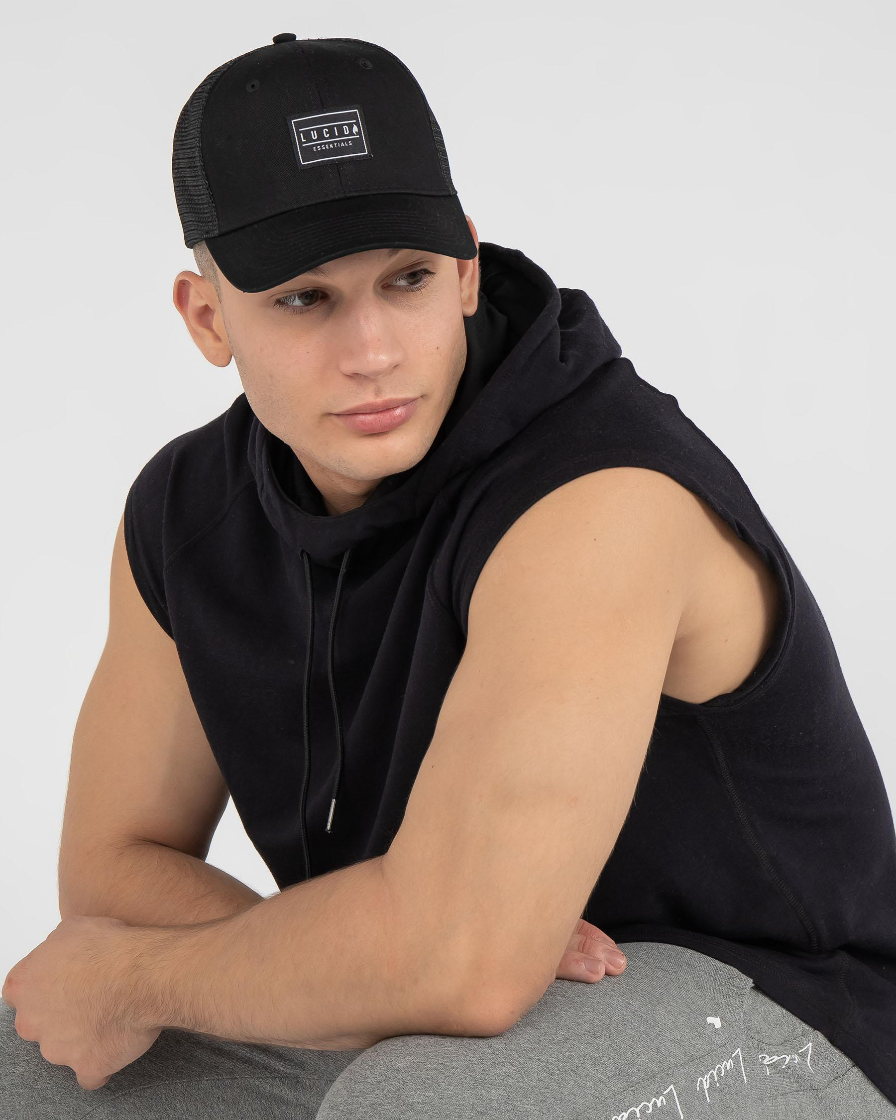 Shop Lucid Boys' Carrier Trucker Cap In All Black - Fast Shipping ...