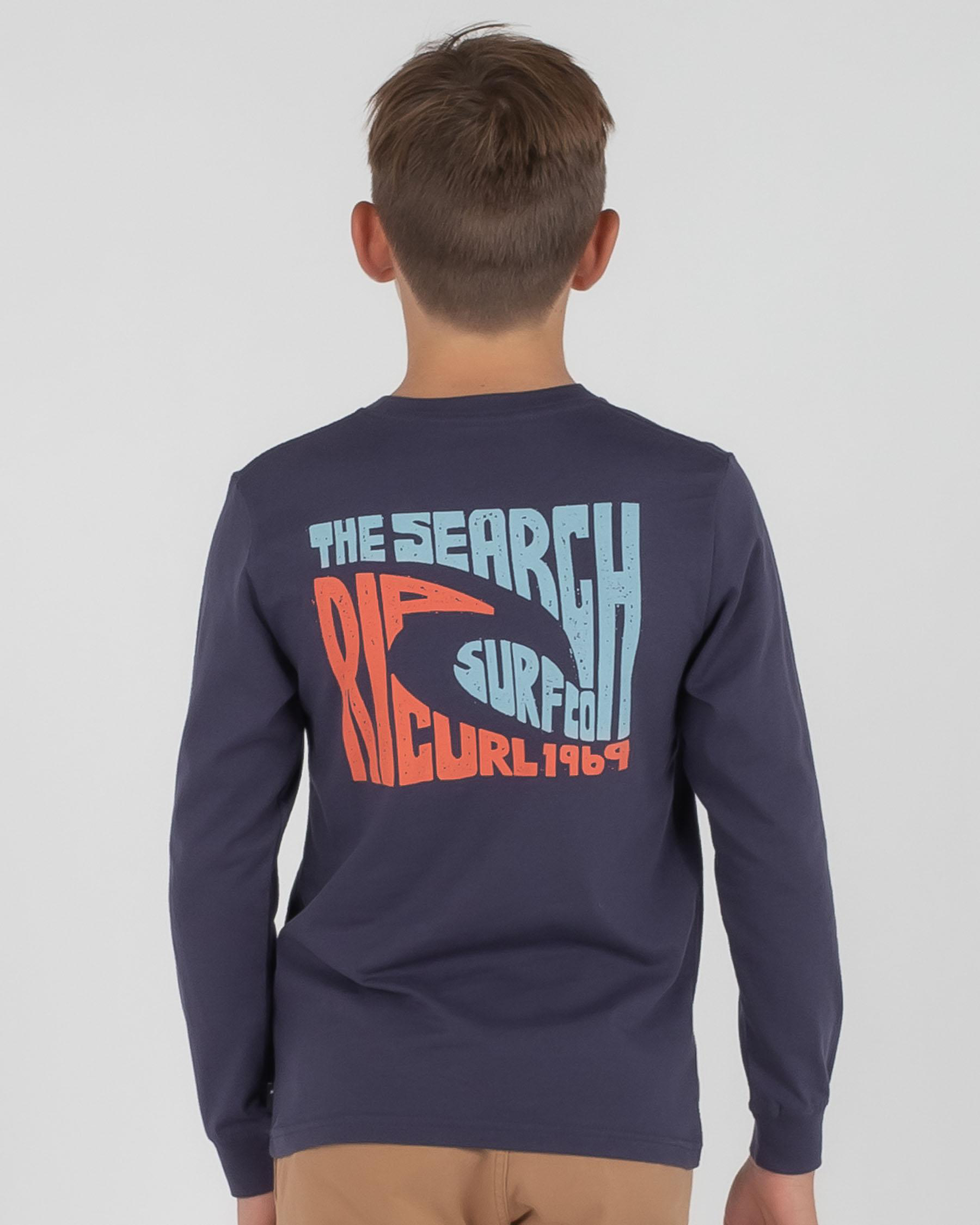 Shop Rip Curl Boys' Icon Cut Out Long Sleeve Shirt In Navy - Fast ...
