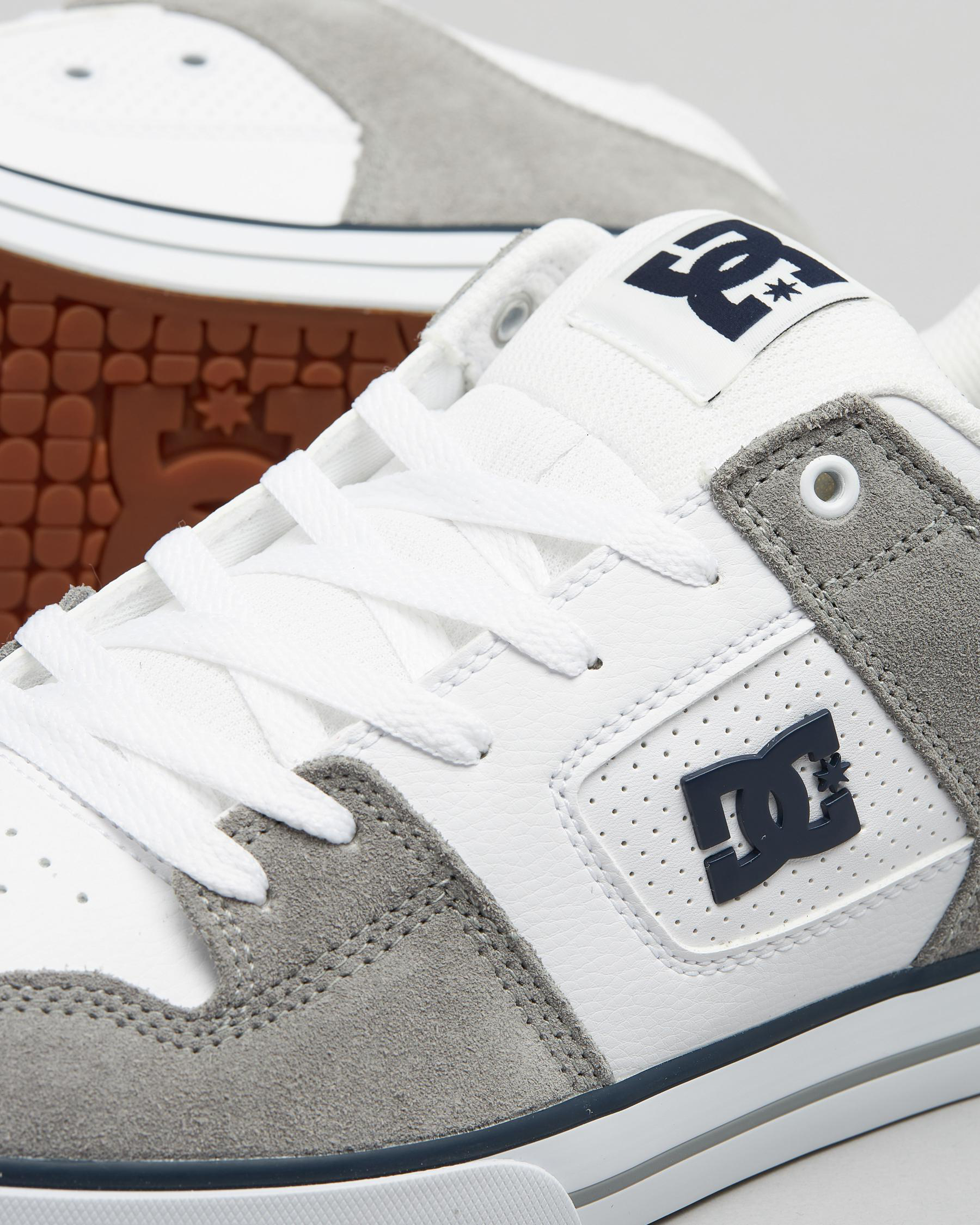 Shop DC Shoes Pure Shoes In White/grey/white - Fast Shipping & Easy ...