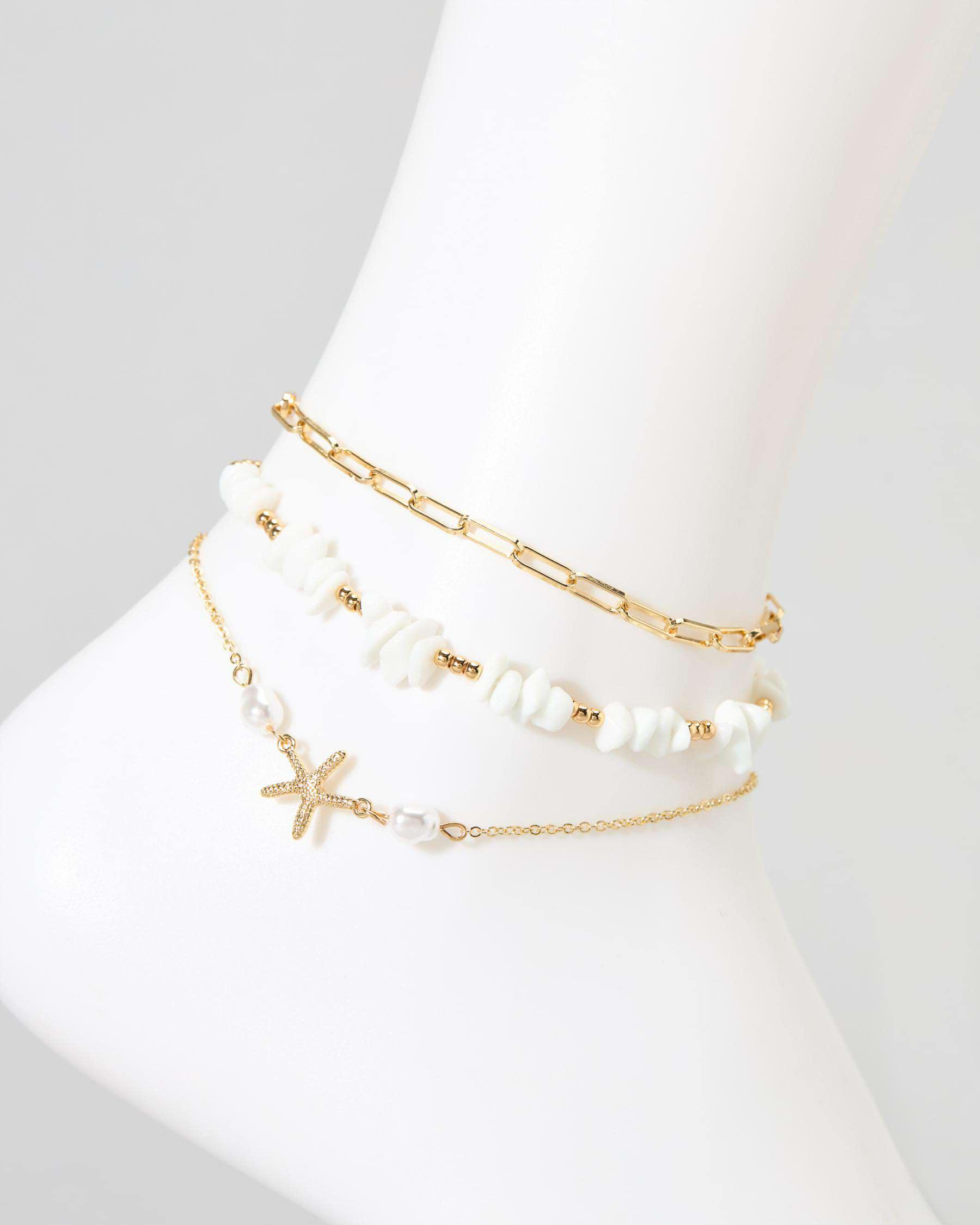 Shop Karyn In LA Fresh Water Anklet Pack In Gold/white - Fast Shipping ...