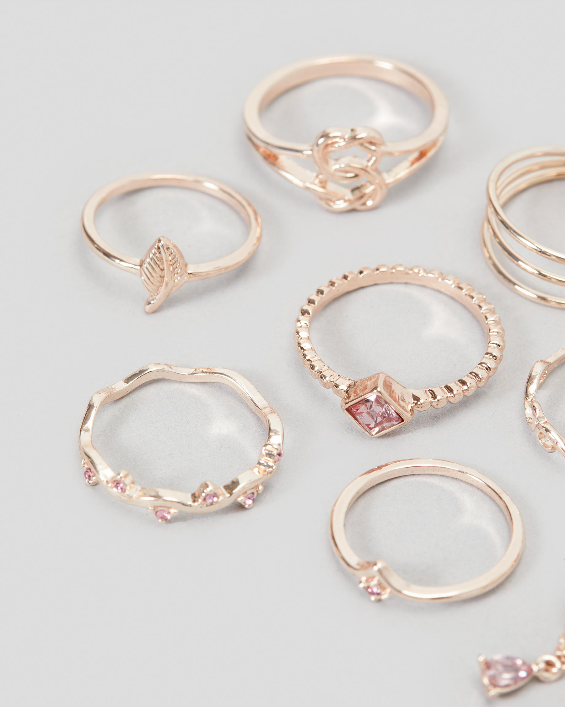 Shop Karyn In LA Vaeda Ring Pack In Light Rose Gold/pink - Fast ...