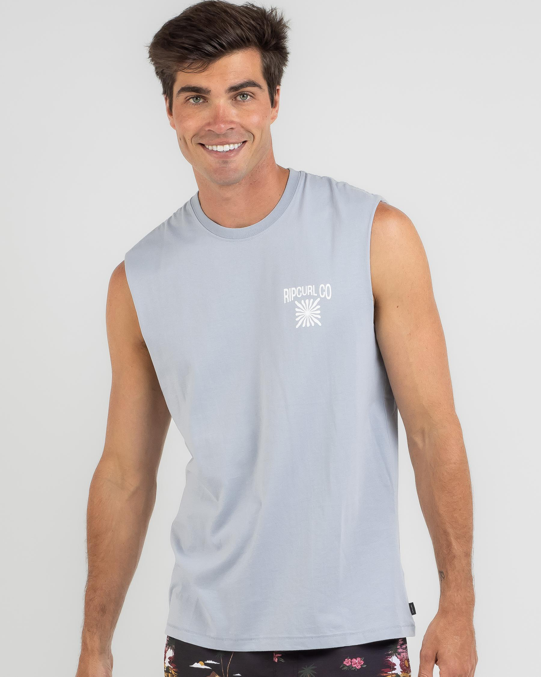 Shop Rip Curl Cosmic Burst Muscle Tank In Zen Blue - Fast Shipping ...