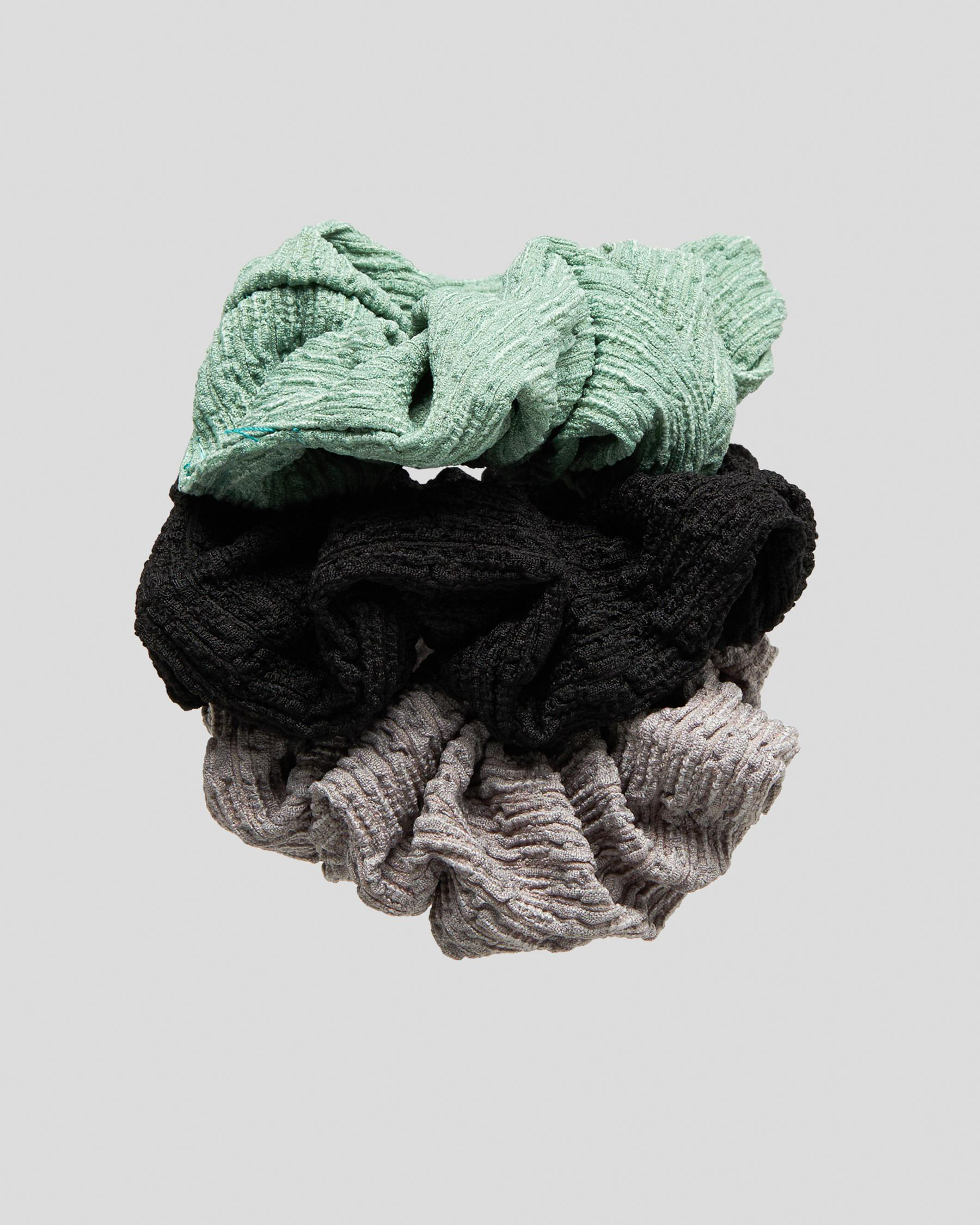 Shop Karyn In LA Izzy Scrunchie Pack In Green/charcoal/grey - Fast ...
