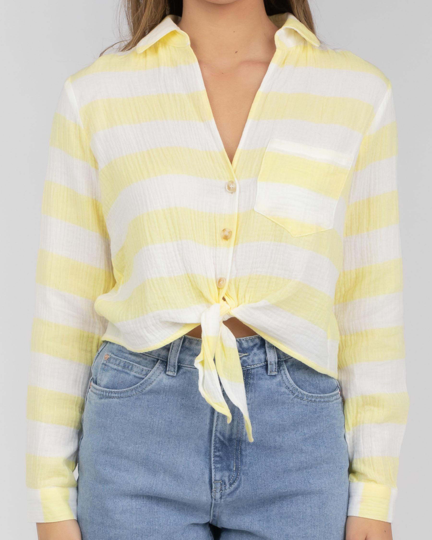Shop Mooloola Sea Breeze Shirt In Yellow/white - Fast Shipping & Easy ...