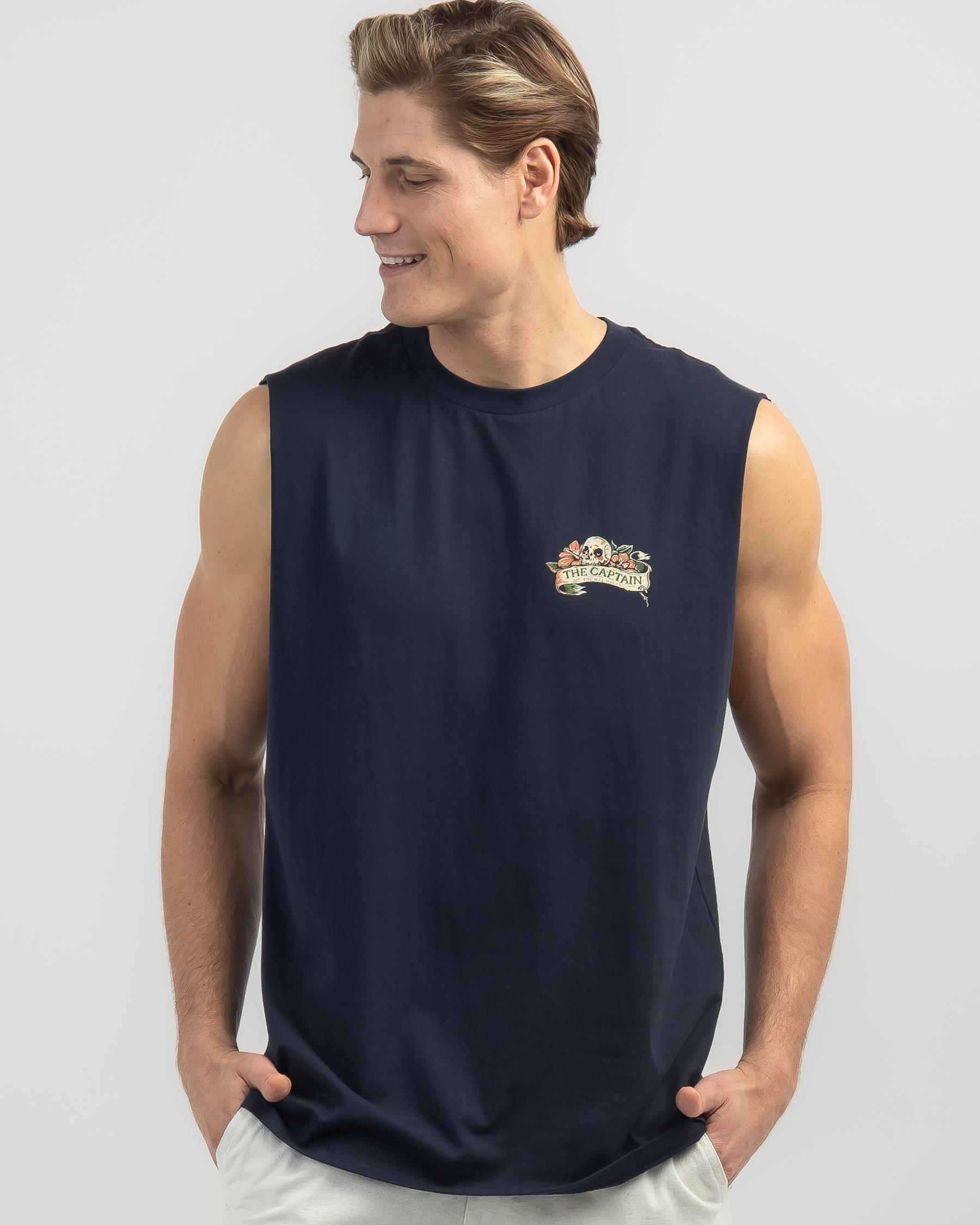Shop The Mad Hueys Captain Compass Muscle Tank In Navy - Fast Shipping ...
