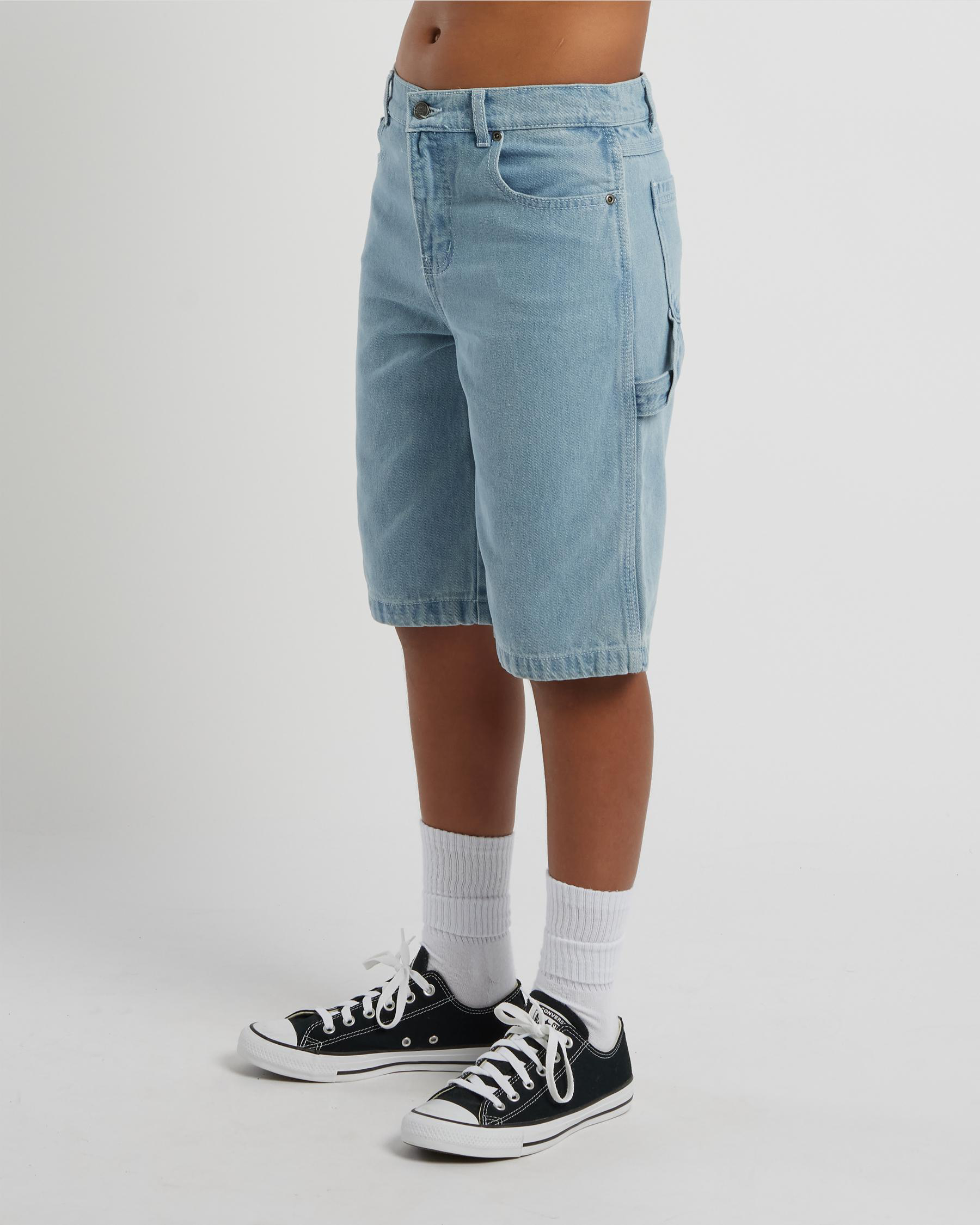 Shop Santa Cruz Boys' Screaming Wave Patch Shorts In Light Indigo - Fast Shipping & Easy Returns ...