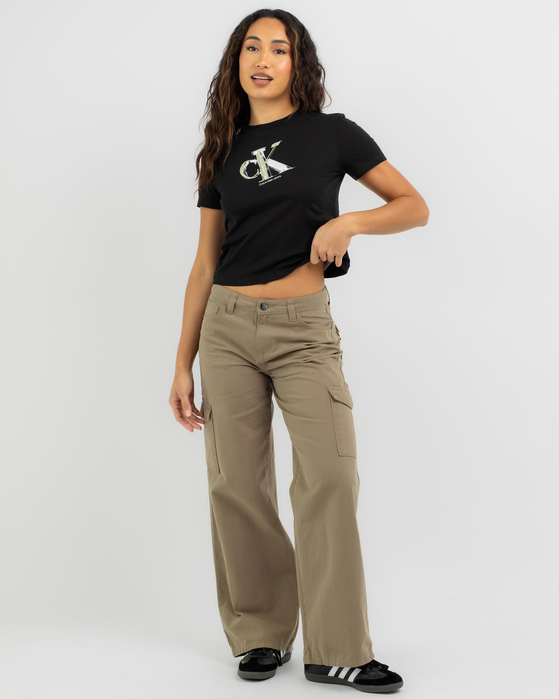 Shop Calvin Klein Meta CK Baby Tee In Ck Black - Fast Shipping & Easy ...