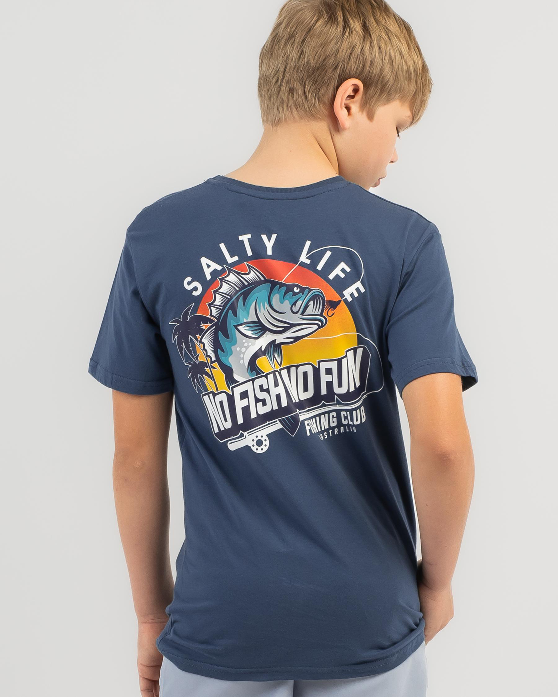 Shop Salty Life Boys' Zero Fish T-Shirts In Slate Blue - Fast Shipping ...