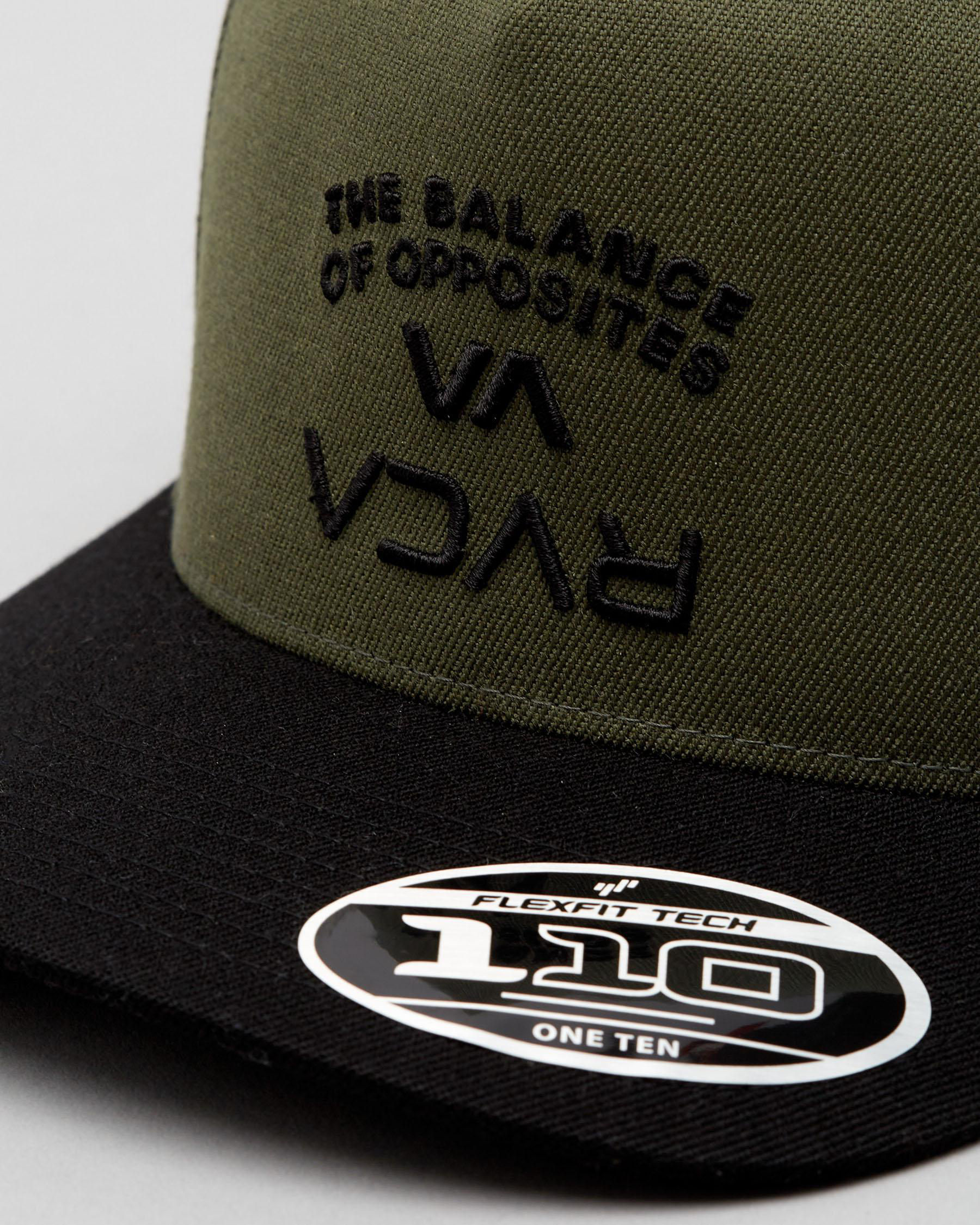 Shop RVCA Bend It Pinched Trucker Cap In Fatigue - Fast Shipping & Easy ...