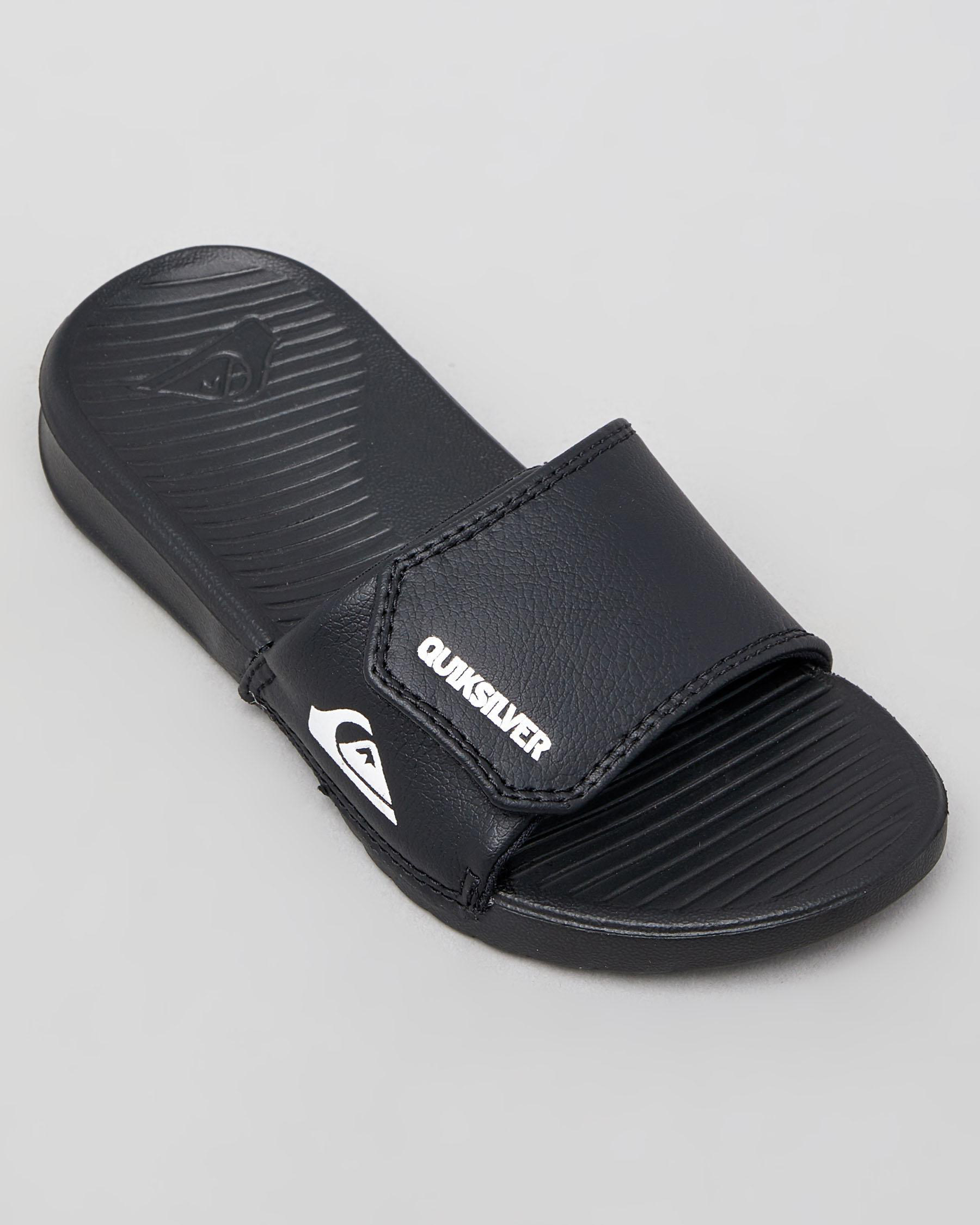 Shop Quiksilver Toddlers' Bright Coast Slides In Black/white/black ...