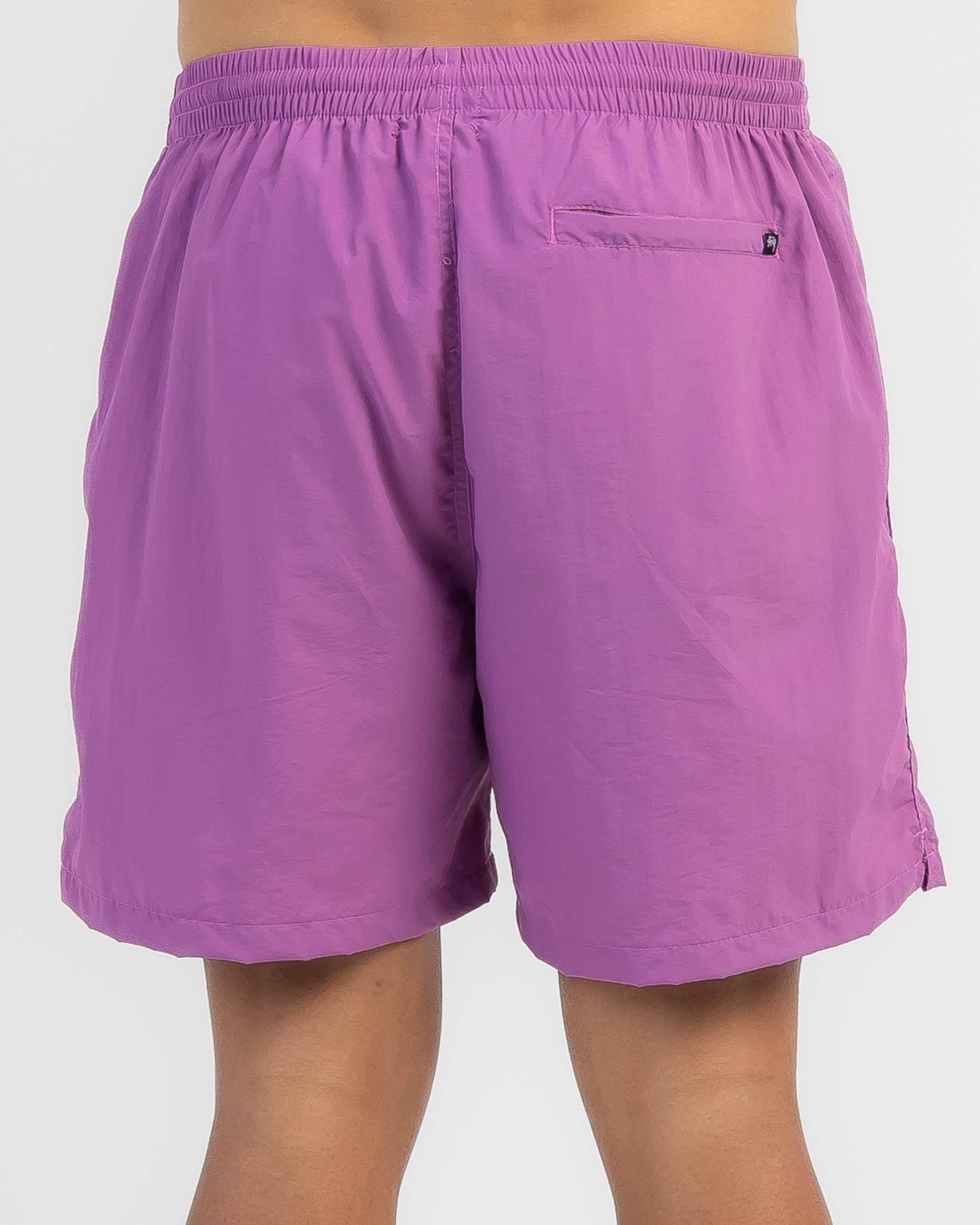 Shop Stussy Shadow Script Long Beach Shorts In Lilac - Fast Shipping ...