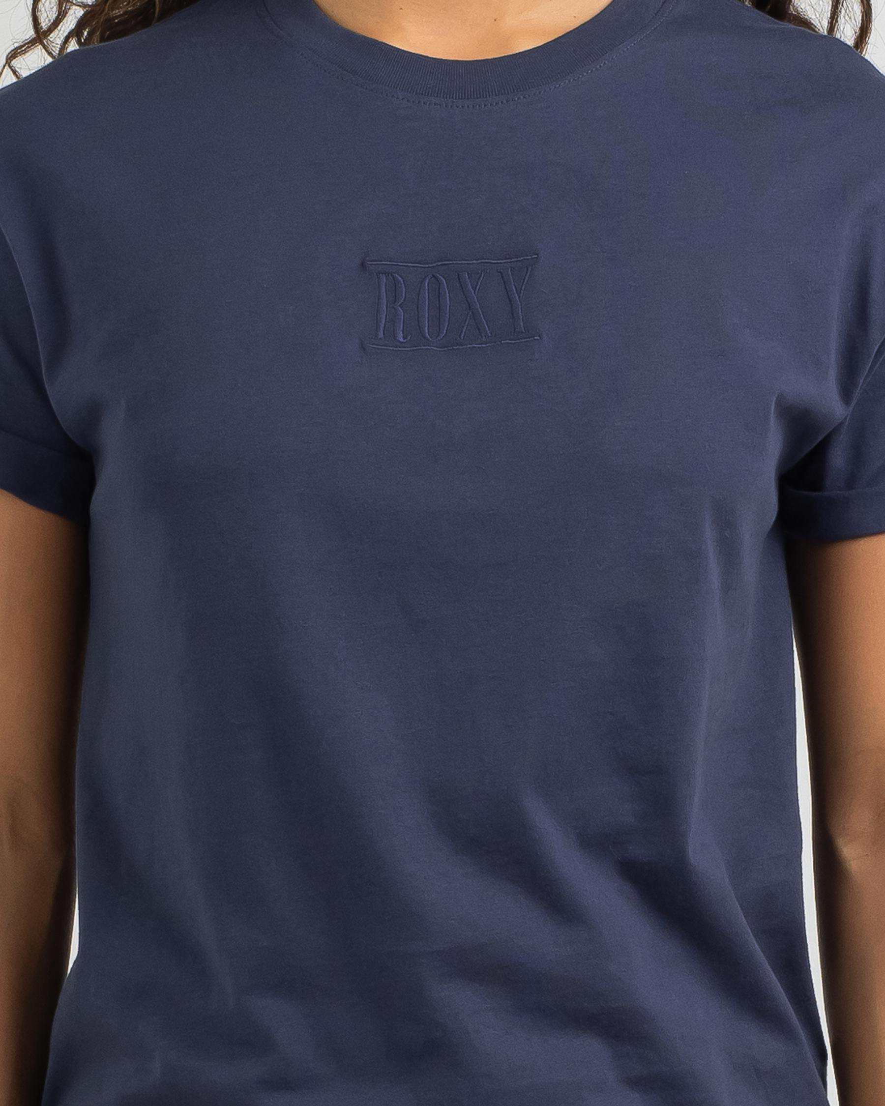Shop Roxy Surfing In Sunshine T-Shirt In Mood Indigo - Fast Shipping ...
