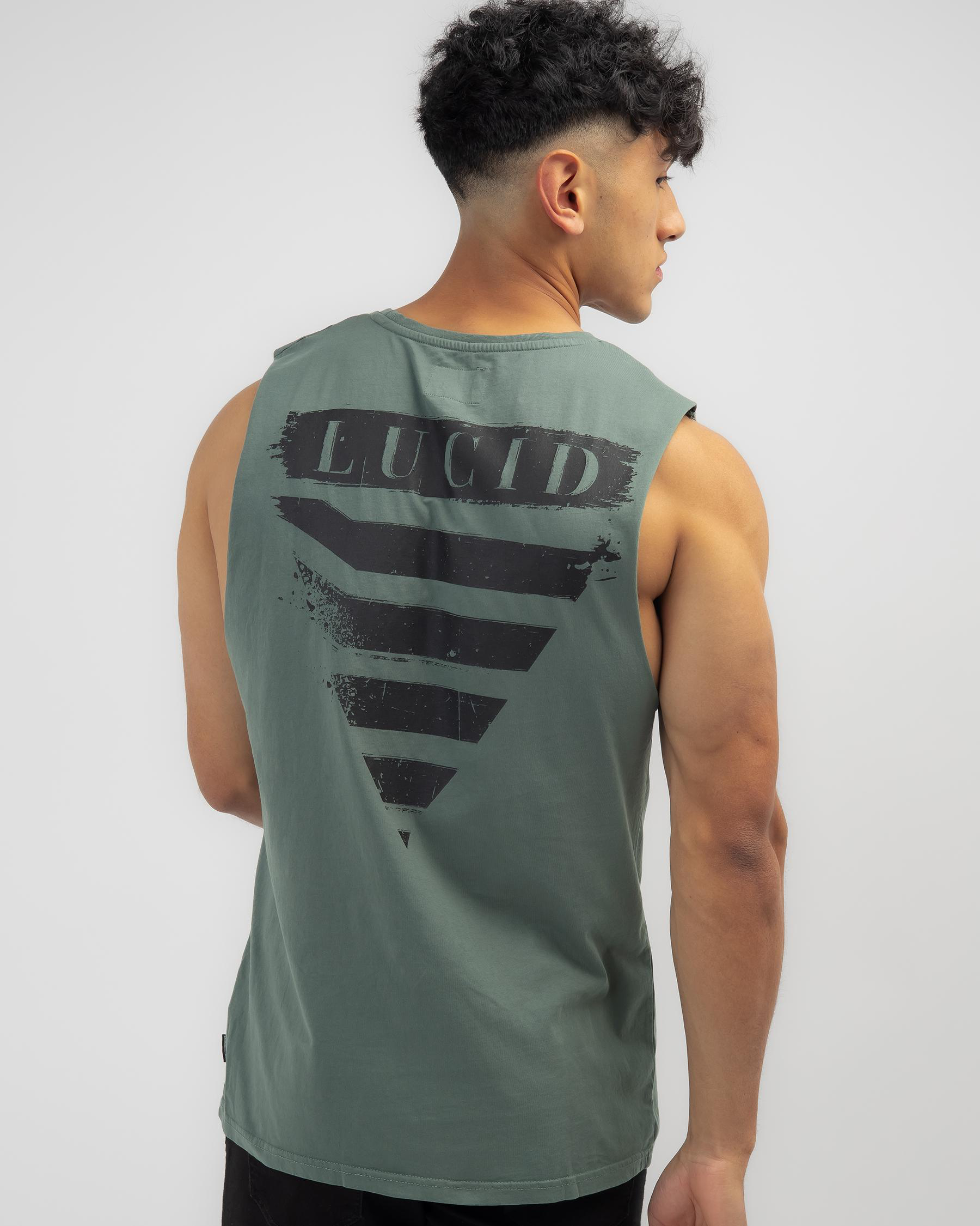 Shop Lucid Brushed Muscle Tank In Overdyed Green - Fast Shipping & Easy ...