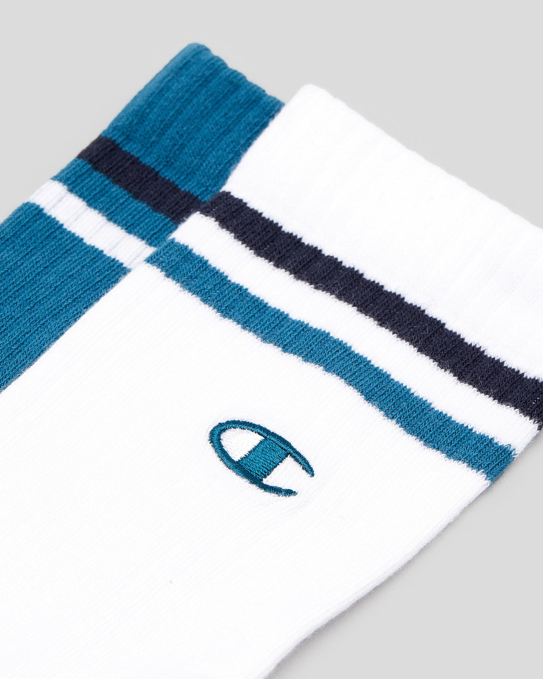 Shop Champion Life Branded Crew Socks 2 Pack In White/prestige Blue ...