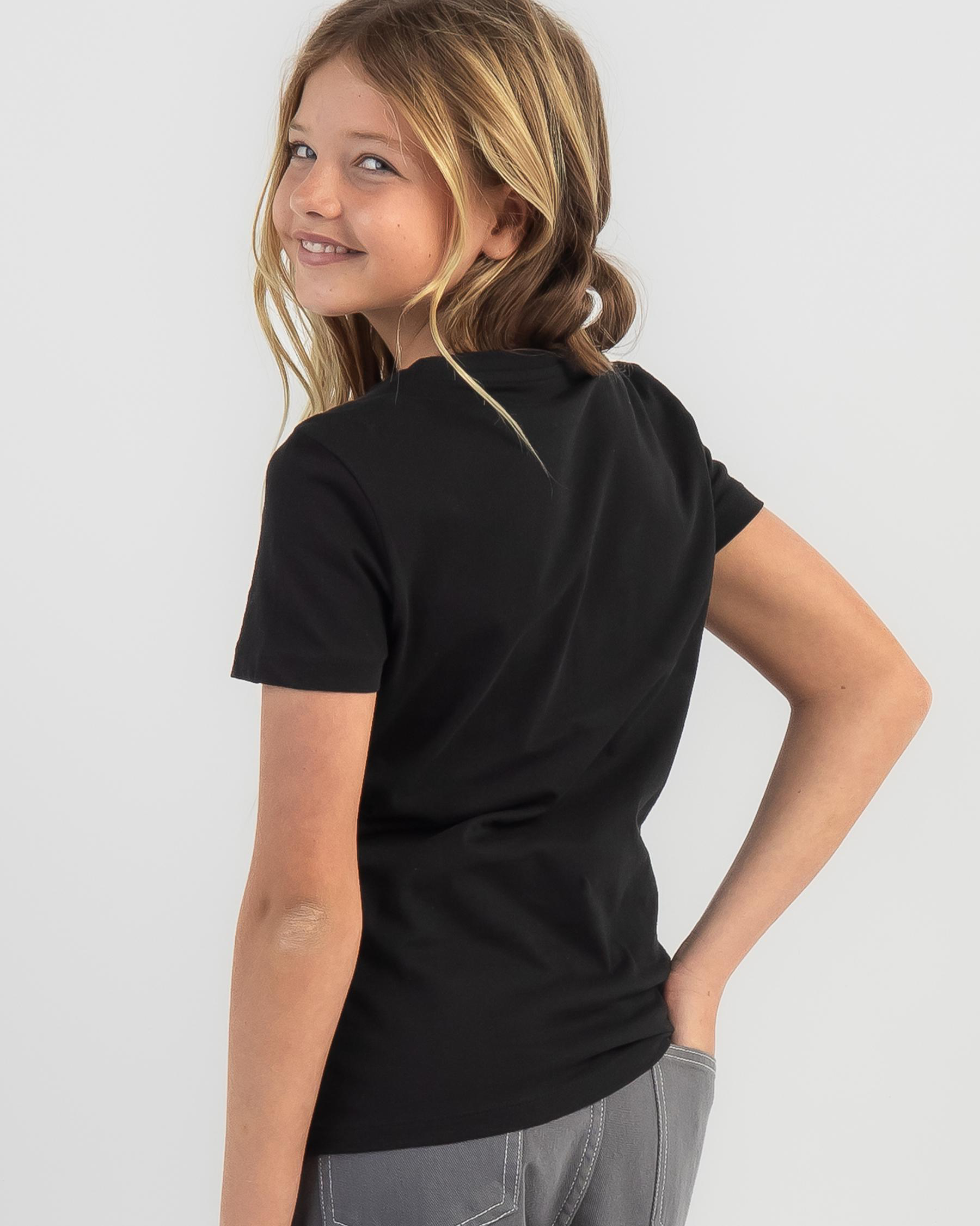 Shop Puma Girls' Essential Bloom Logo T-Shirt In Puma Black/blue - Fast ...