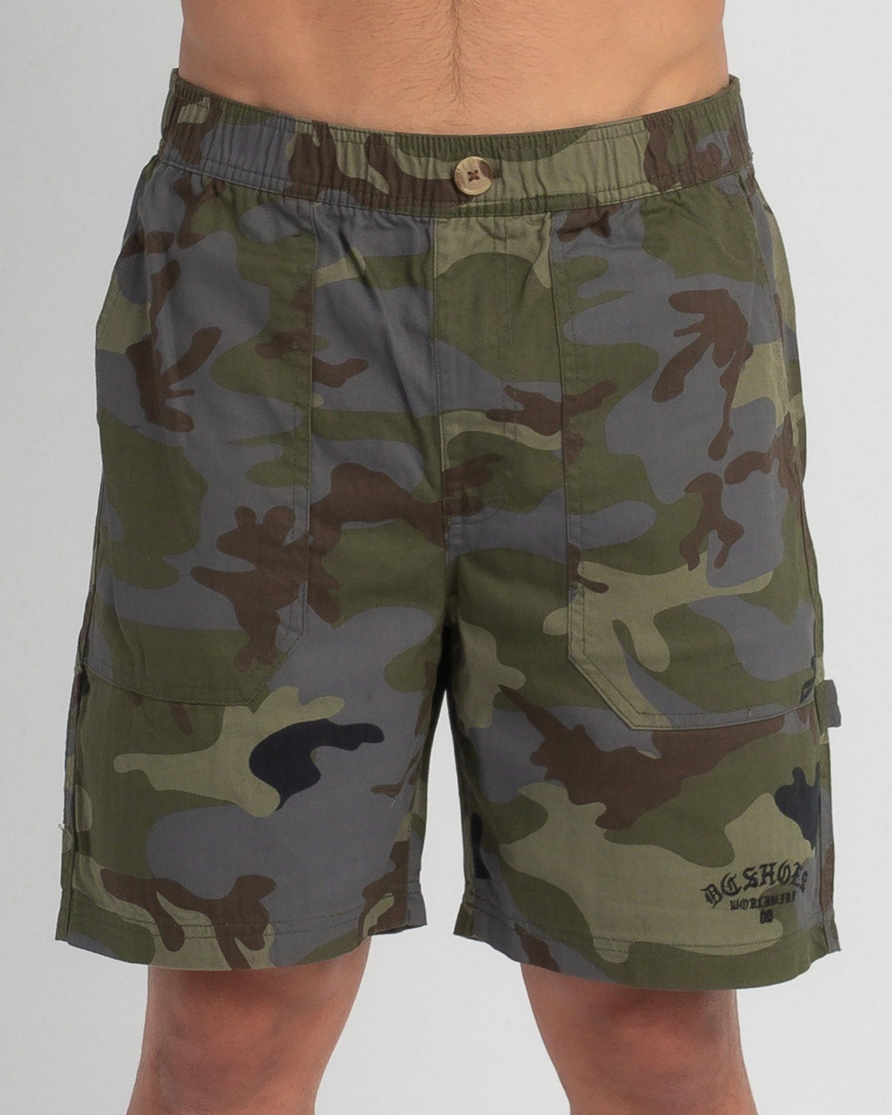 Shop DC Shoes Mechanic Shorts In Woodland Camo Castlerock - Fast ...