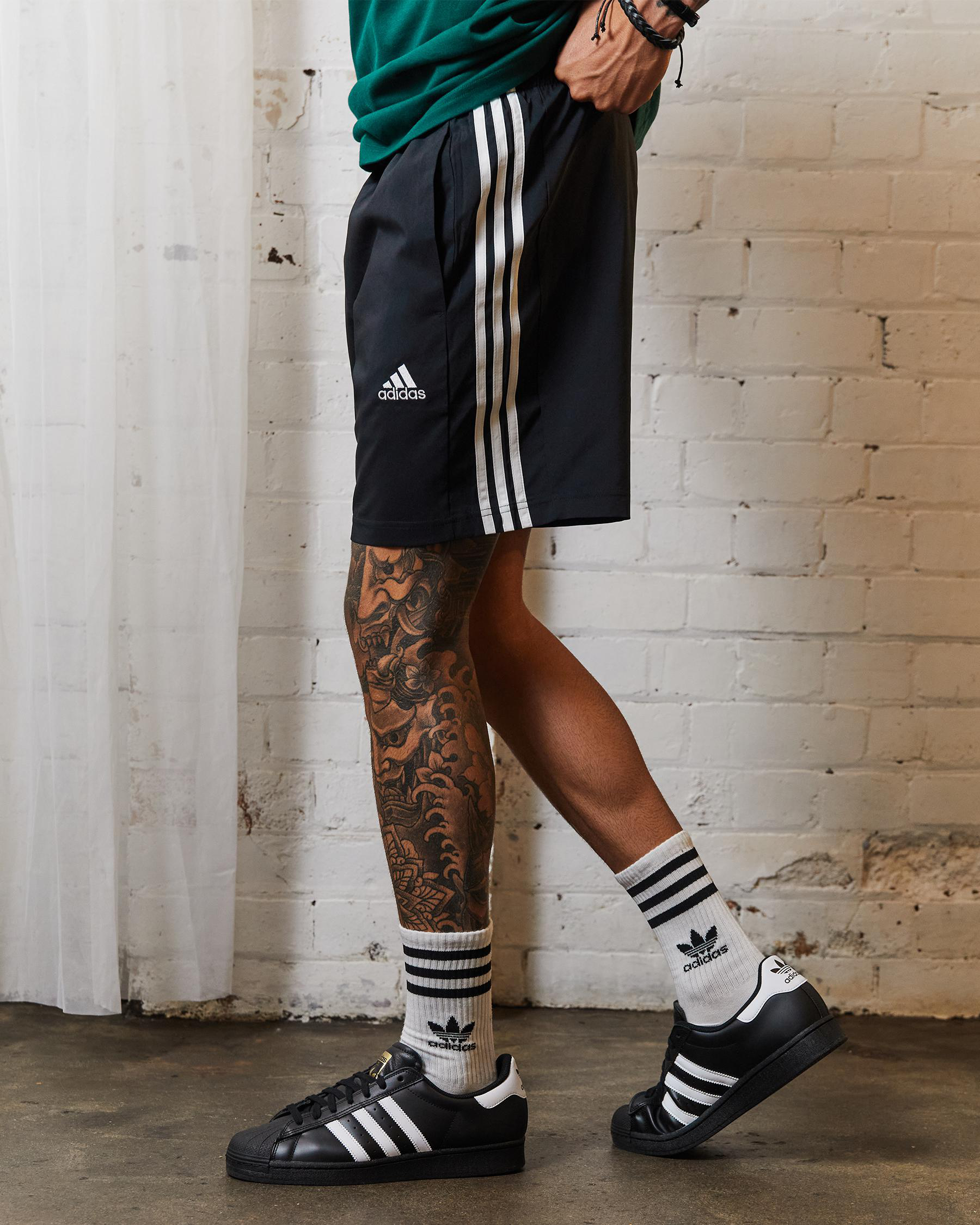 Adidas Mid Cut Crew Socks 3 Pack In White/black - Fast Shipping & Easy ...